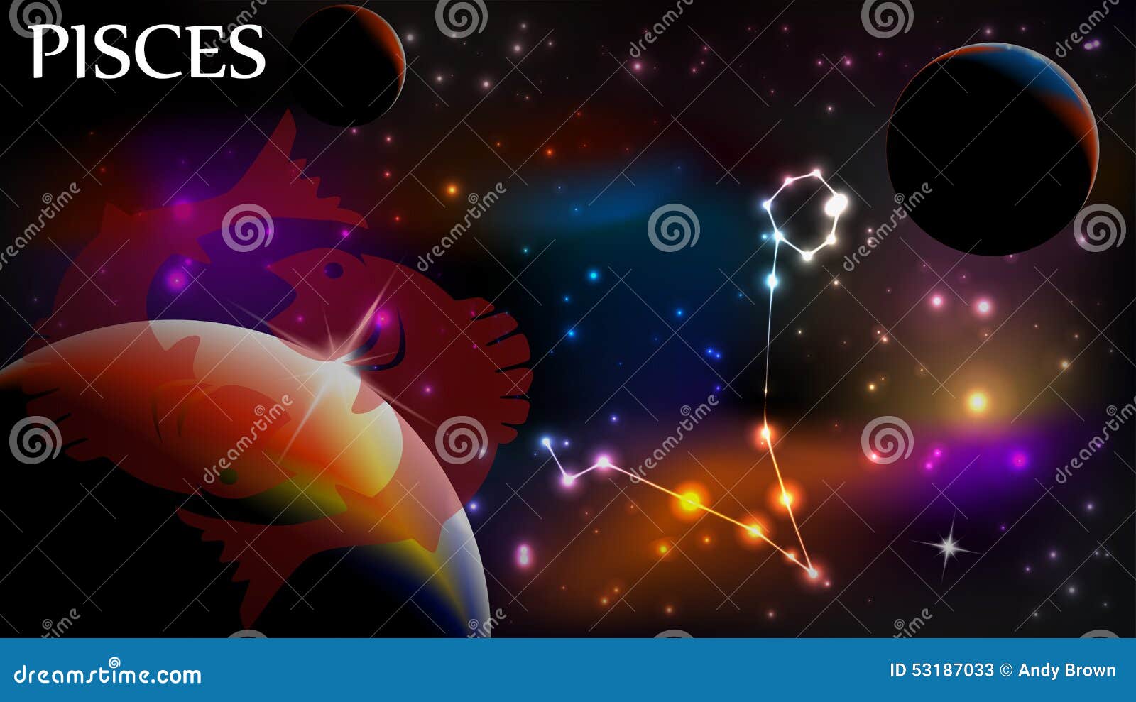 Pisces - Astrological Sign and Copy Space Stock Vector - Illustration ...