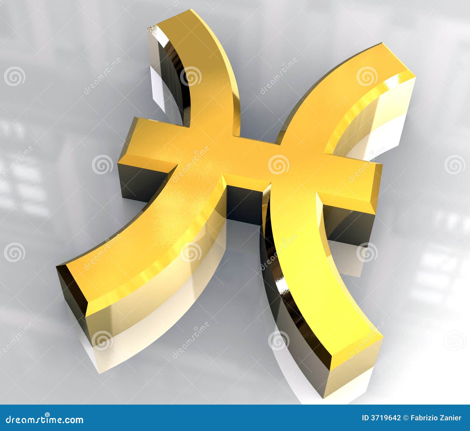 Pisces Astrology Symbol in Gold (3d) Stock Illustration - Illustration ...