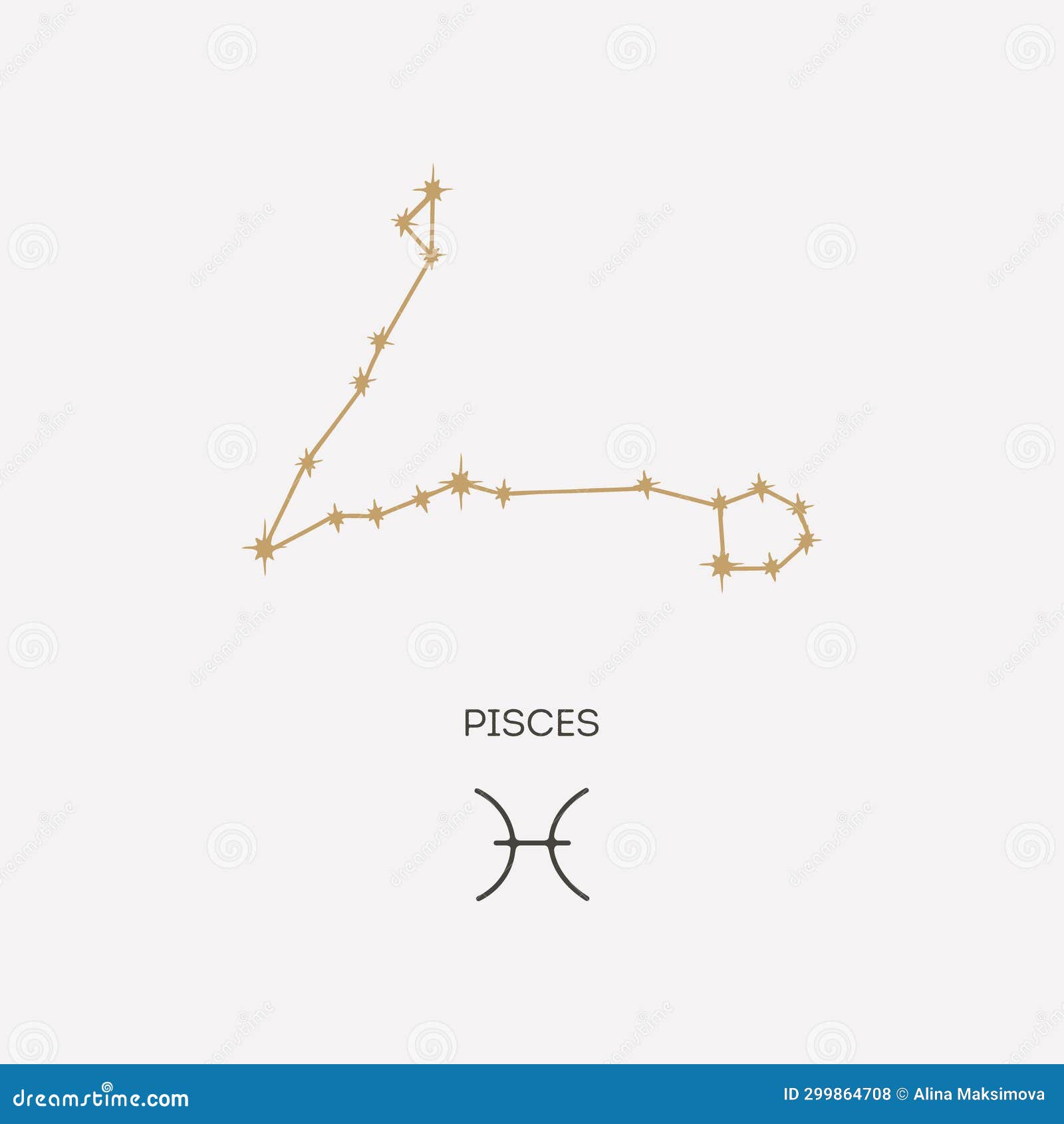 Pisces Constellation Vintage Symbol. Schematic Representation Of The ...