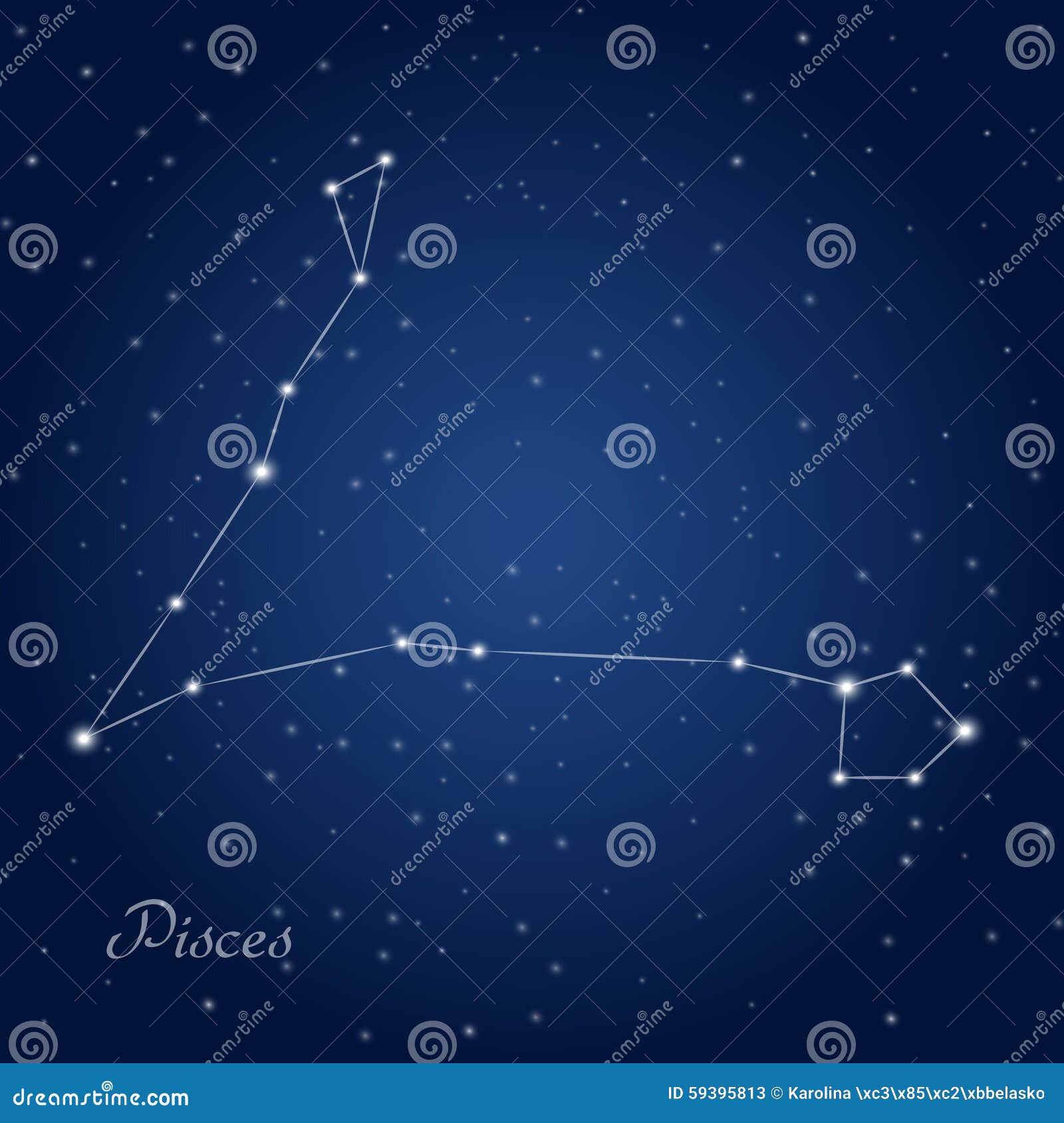 Pisces constellation stock vector. Illustration of horoscope - 59395813