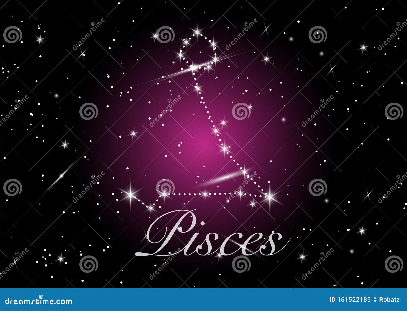 Pisces Zodiac Constellations Sign on Beautiful Starry Sky with Galaxy ...