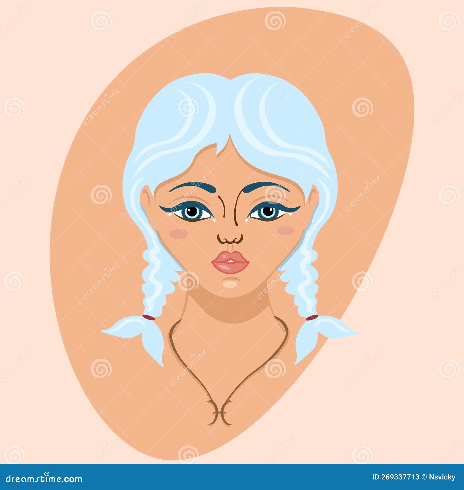 Beautiful Face of Pisces Woman Zodiac Sign. Horoscope Symbol Stock ...