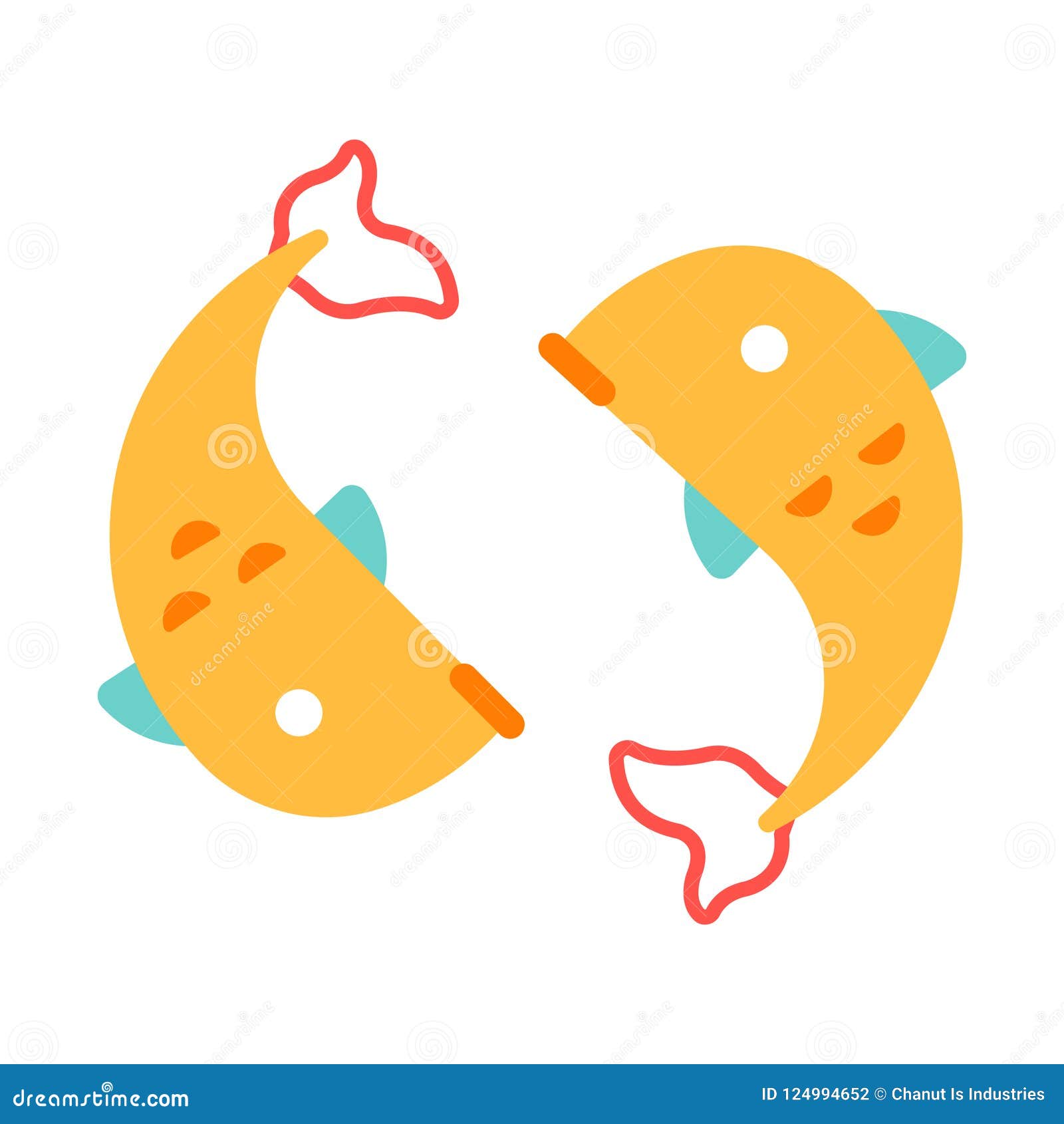 Pisces Flat Icon stock vector. Illustration of astrological - 124994652