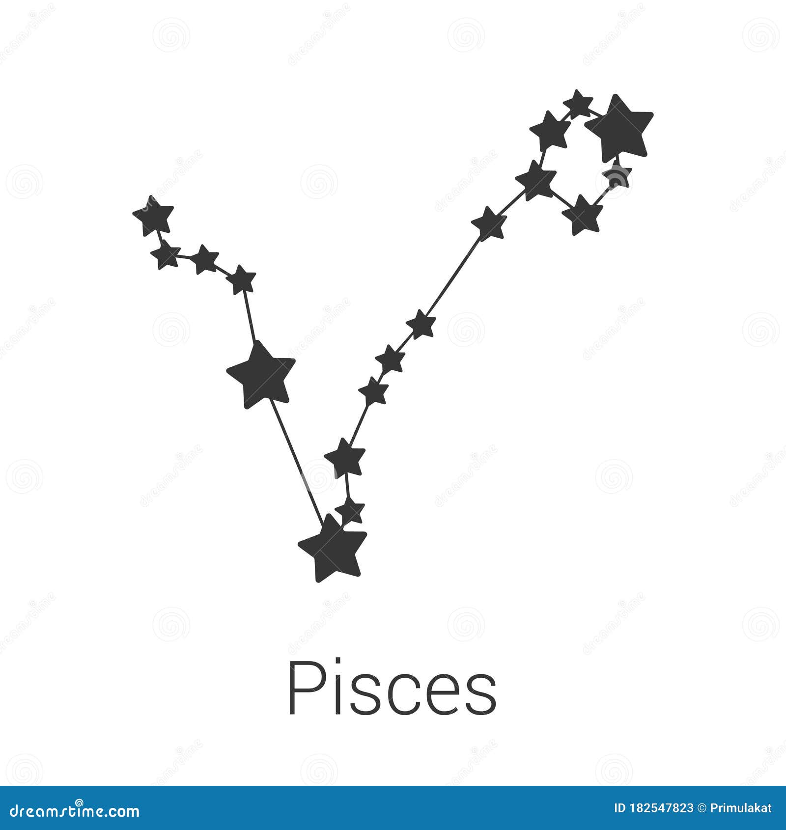Pisces Sign Constellation Isolated Vector Icon on White Background ...