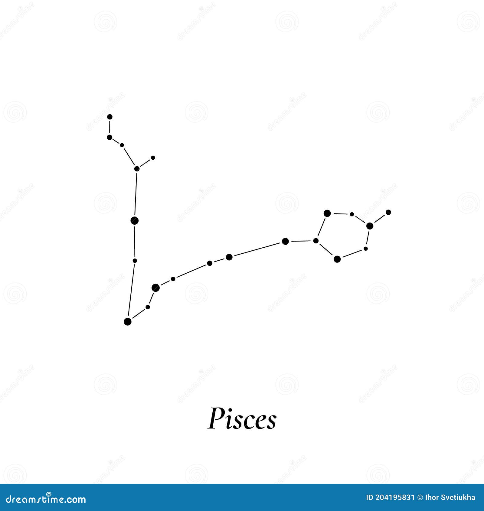 Pisces Sign. Stars Map of Zodiac Constellation Stock Vector ...