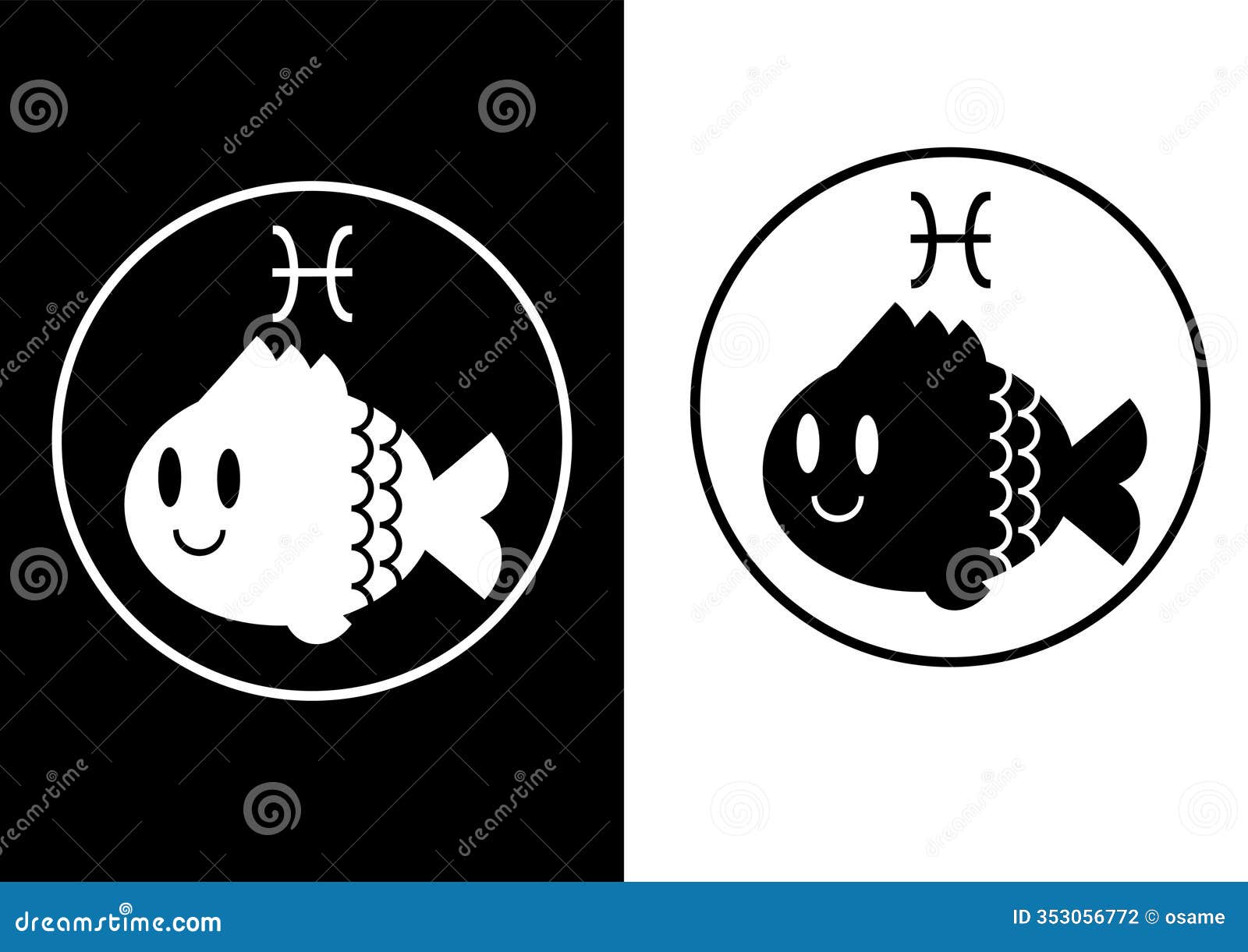 Pisces and Symbol Icon. Vector Illustration Stock Illustration ...