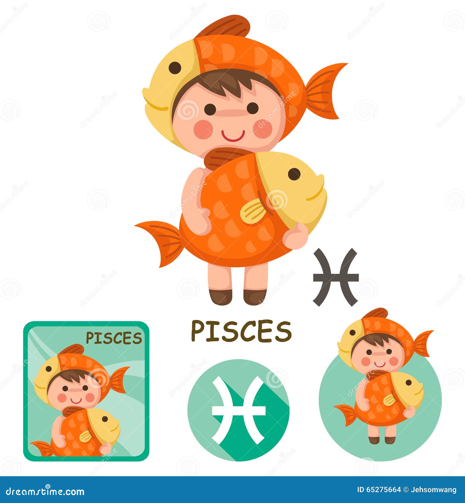 Pisces Vector Collection. Zodiac Signs Stock Vector - Illustration of ...