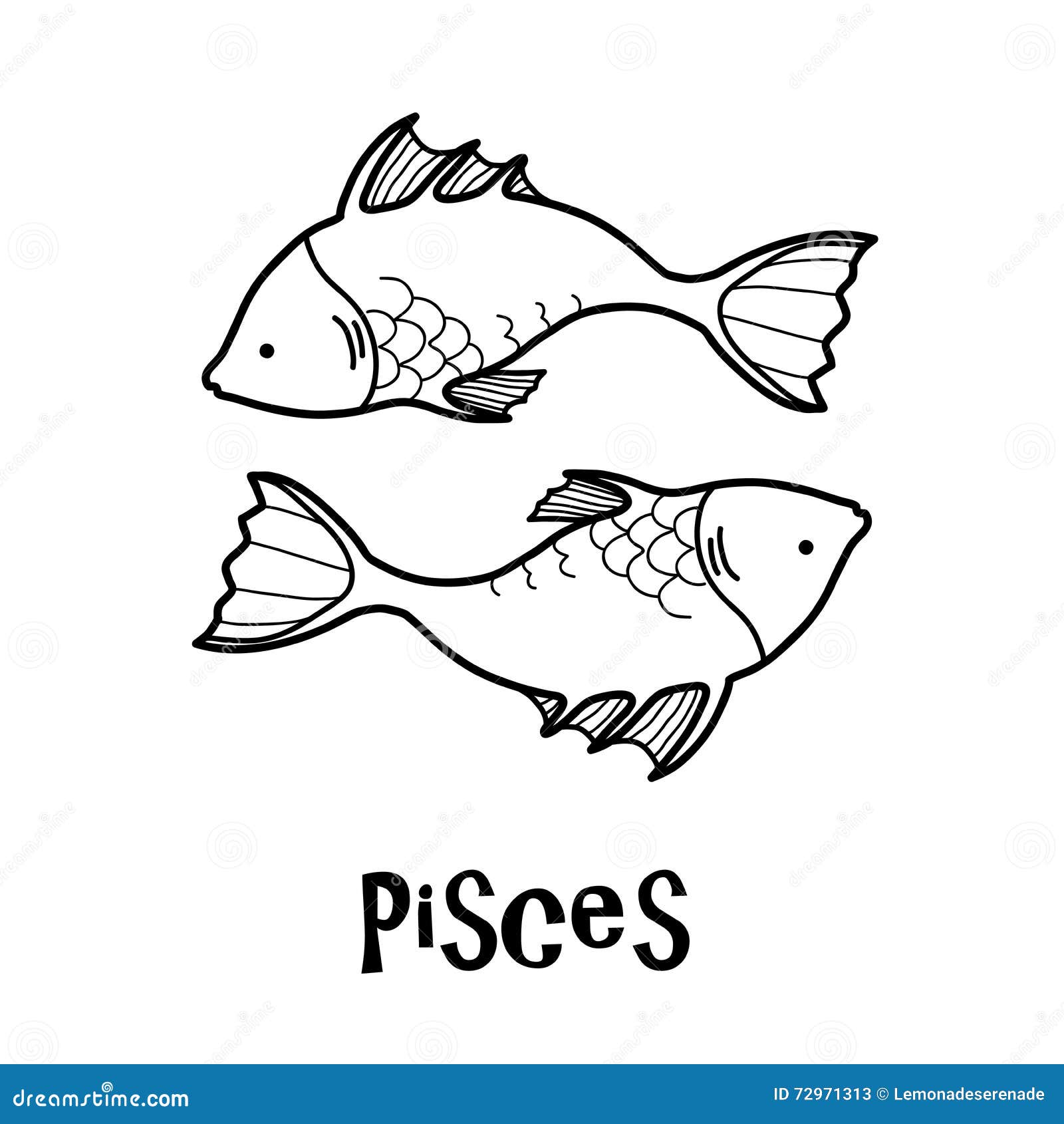 Pisces Zodiac stock vector. Illustration of cartoon, symbol - 72971313