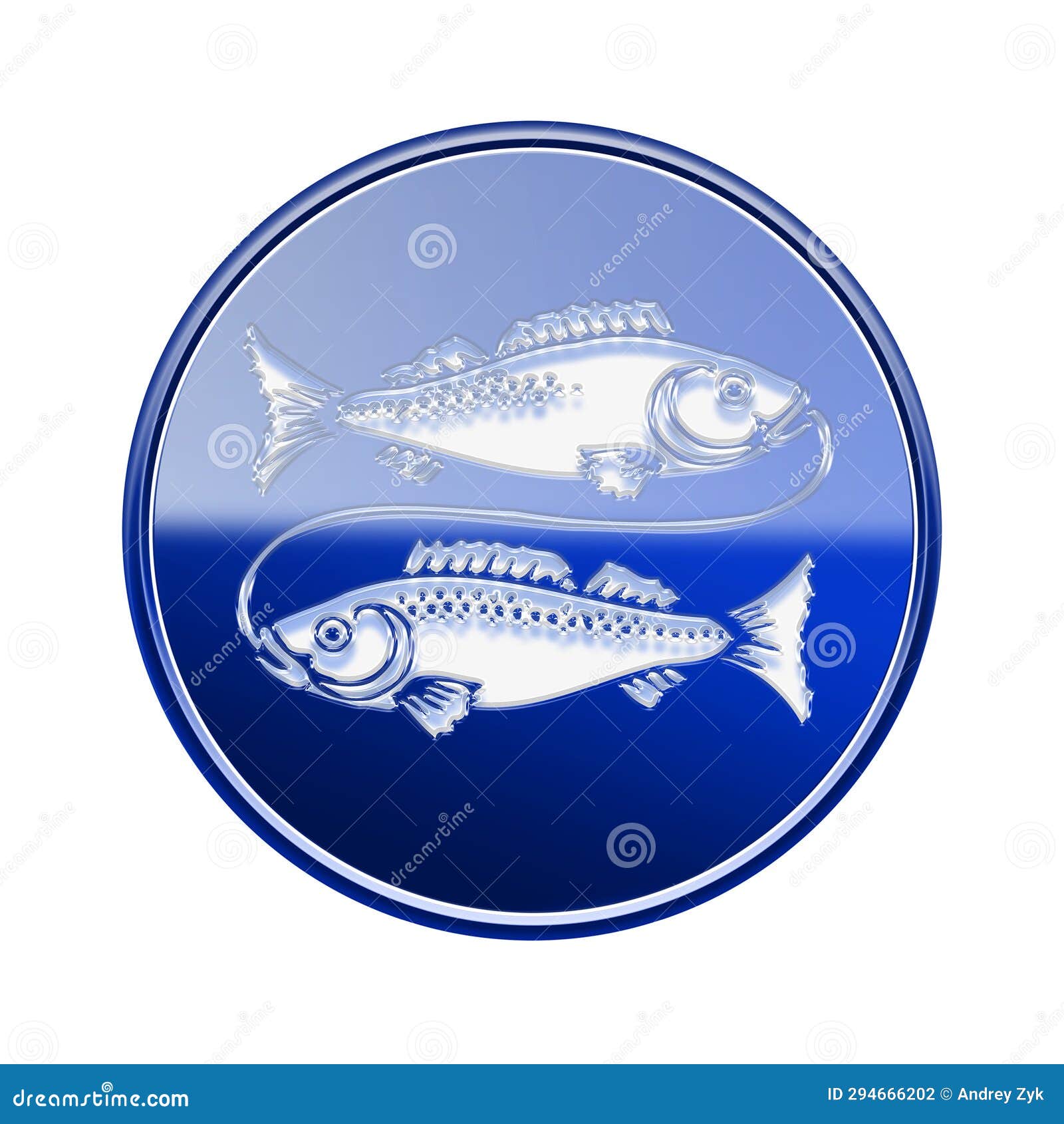 Pisces zodiac icon blue. stock photo. Image of glass - 294666202