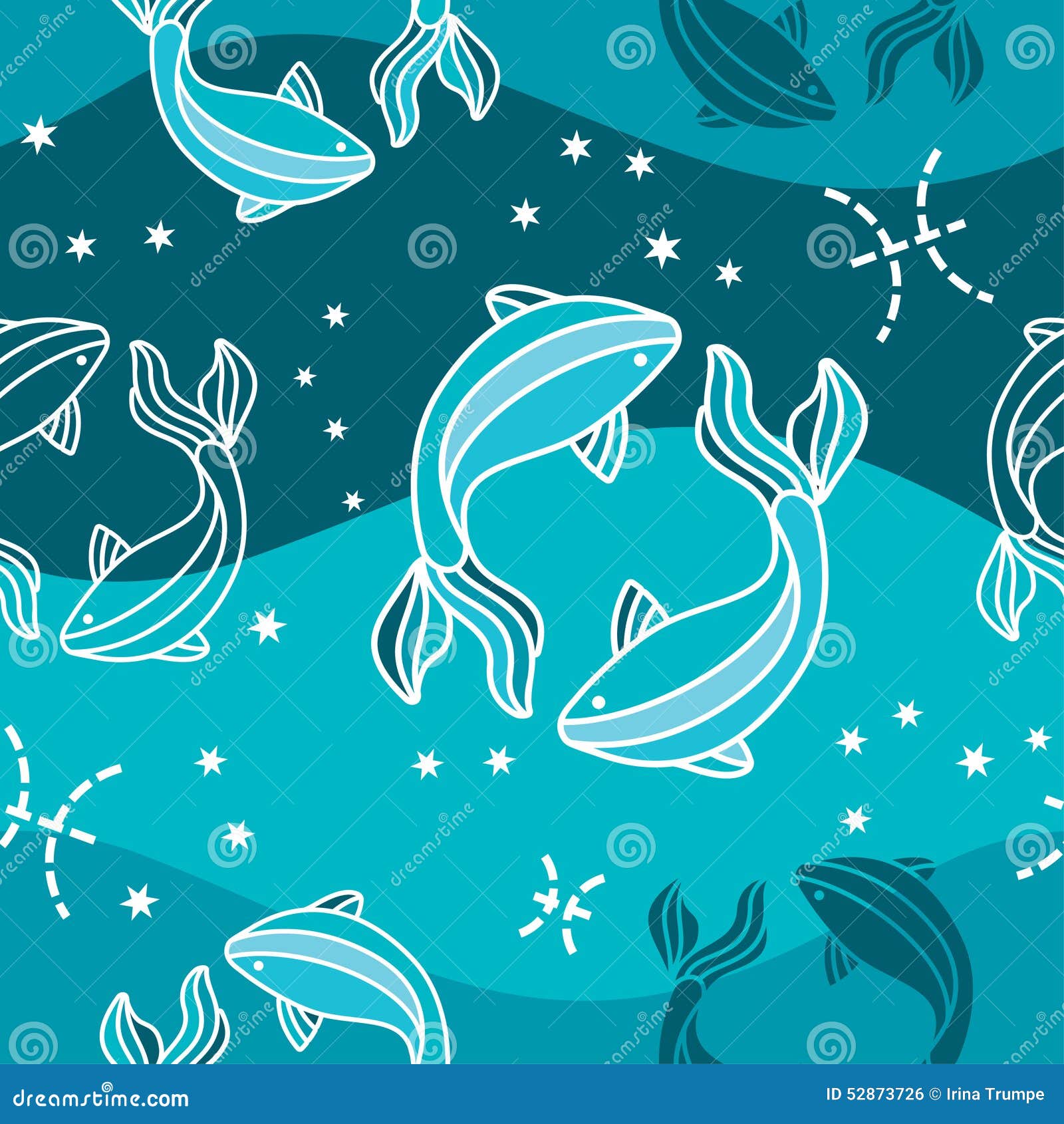 Pisces - Zodiac Seamless Pattern Stock Vector - Illustration of star ...