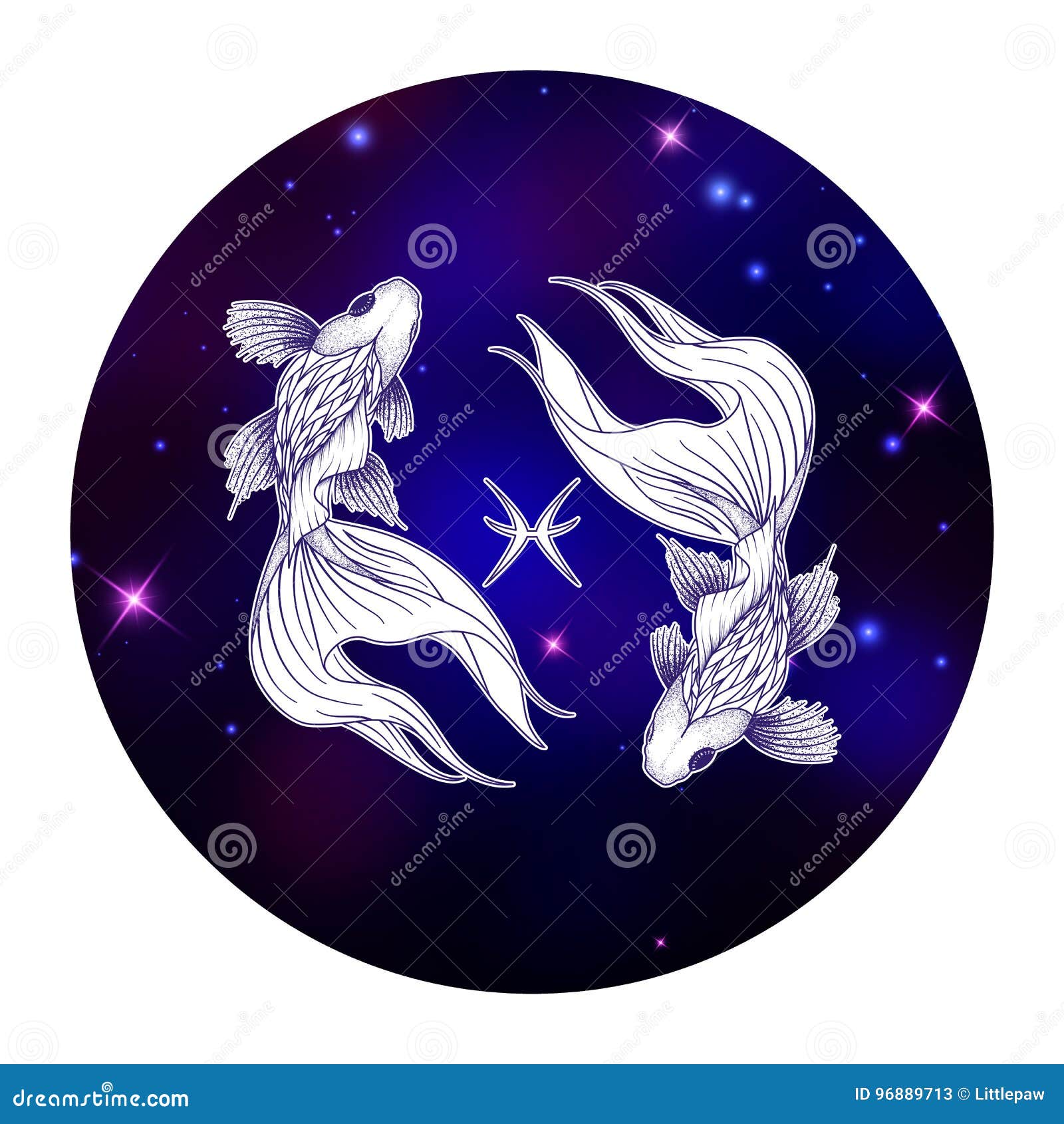 Pisces Zodiac Sign, Horoscope Symbol, Vector Illustration Stock Vector ...