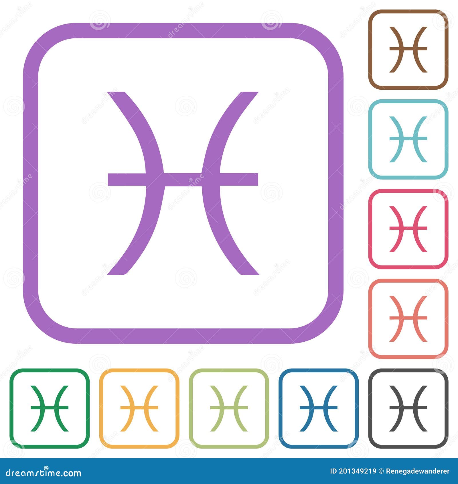 Pisces Zodiac Symbol Simple Icons Stock Vector - Illustration of planet ...