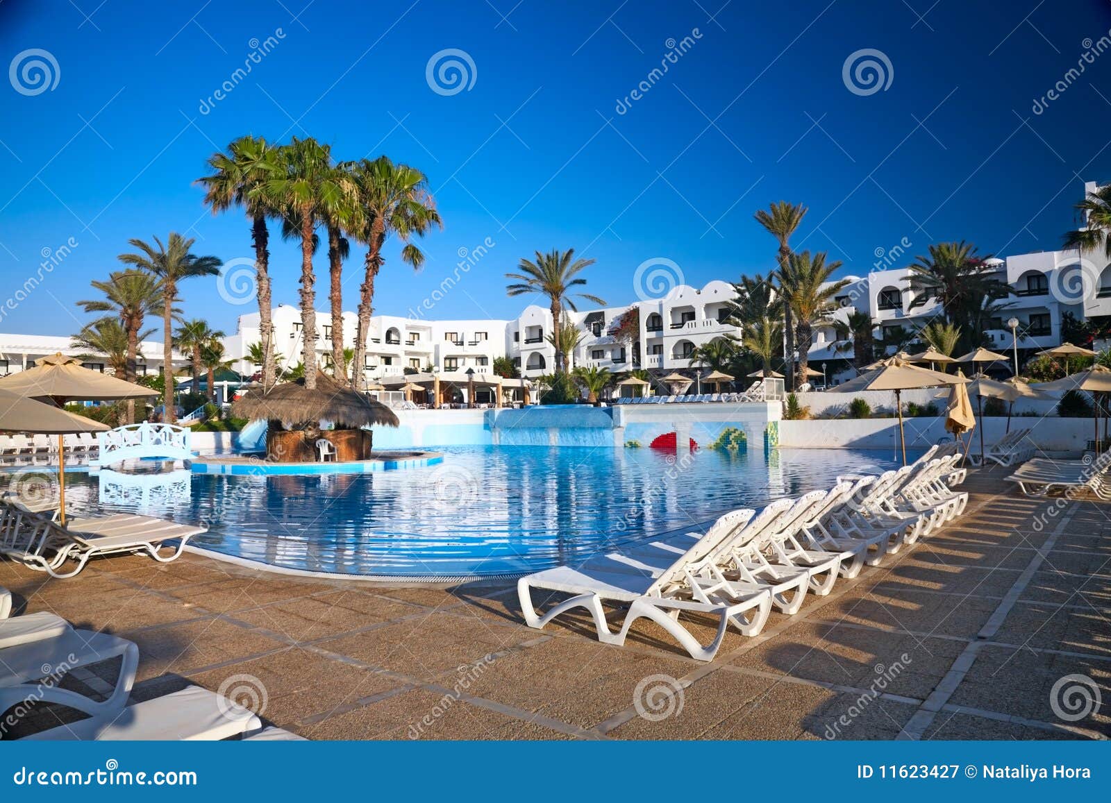 Piscina con las palmeras imagen de archivo. Imagen de playa - 11623427