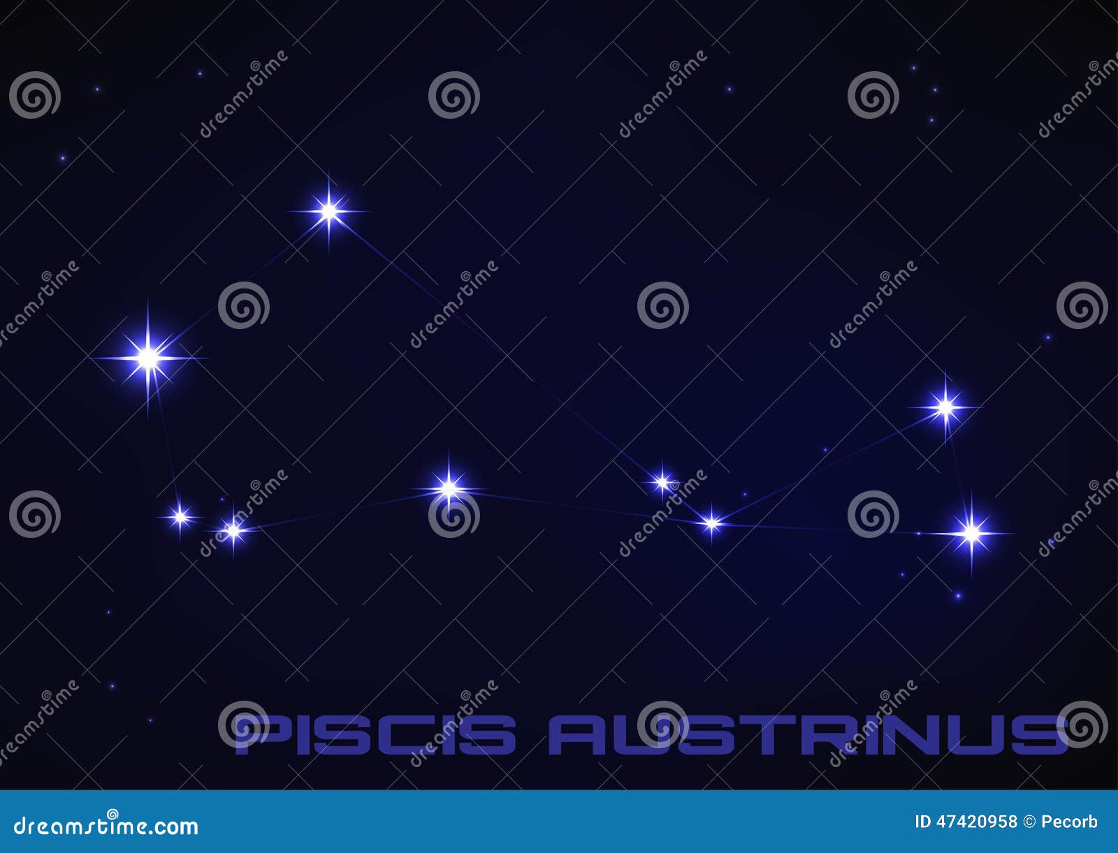 Piscis Austrinus The Southern Fish Constellation On A Starry Space ...