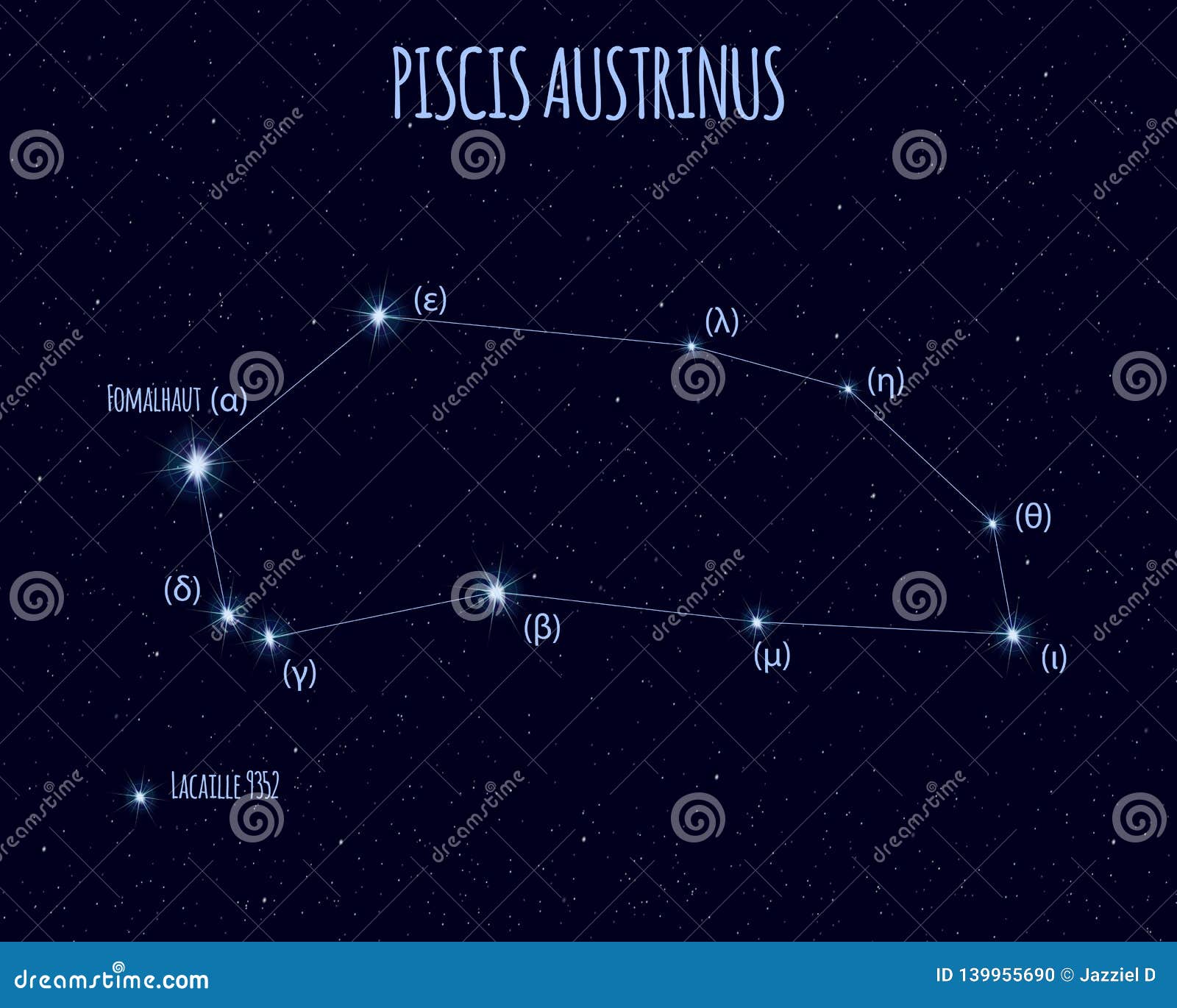 Piscis Austrinus The Southern Fish Constellation On A Starry Space ...