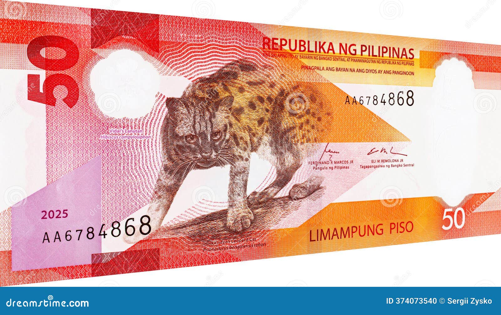 50 Piso Philippines, New Polymer Note 2025 With Visayan Leopard ...