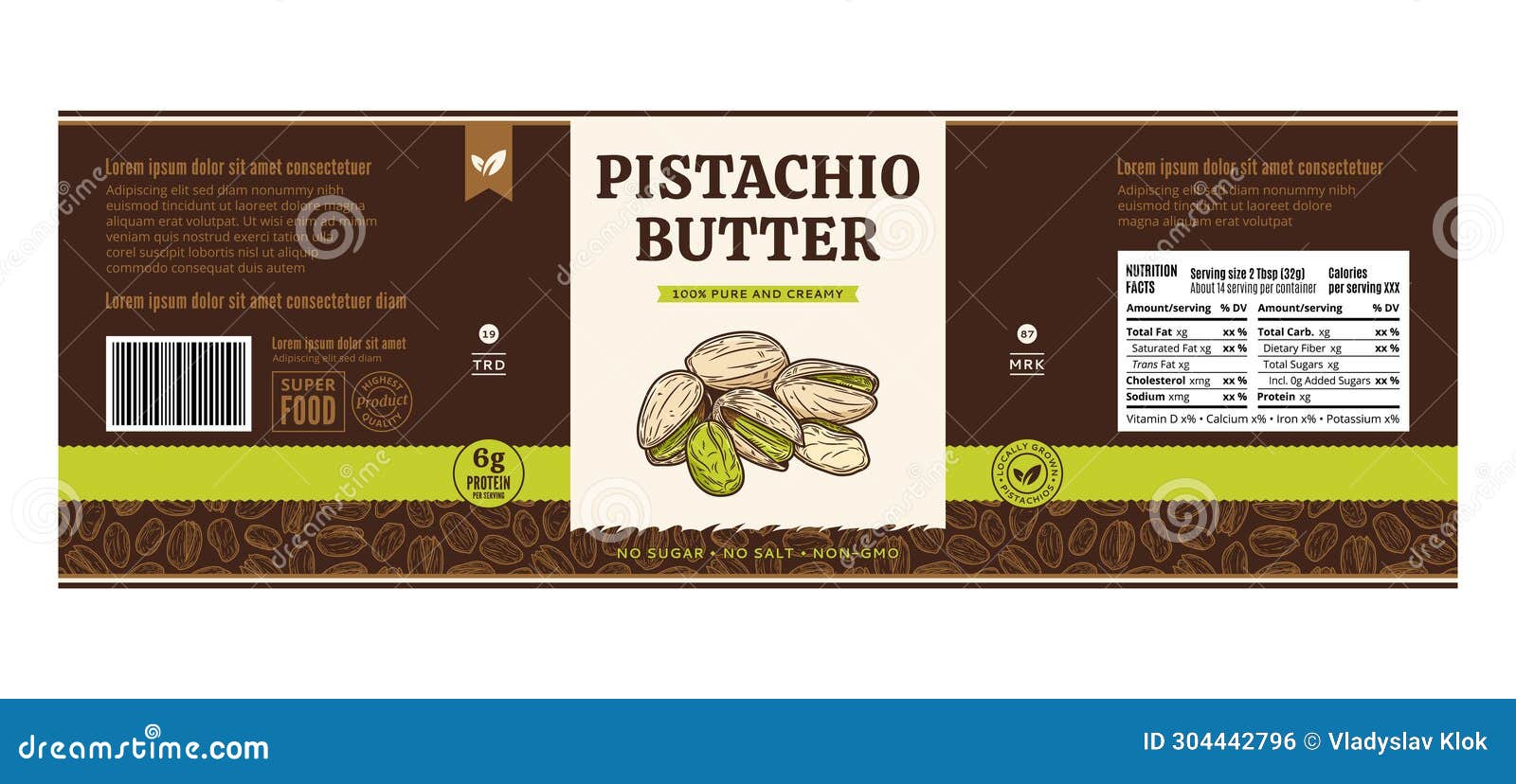 Pistachio Butter Label and Packaging Design Template Stock Vector ...