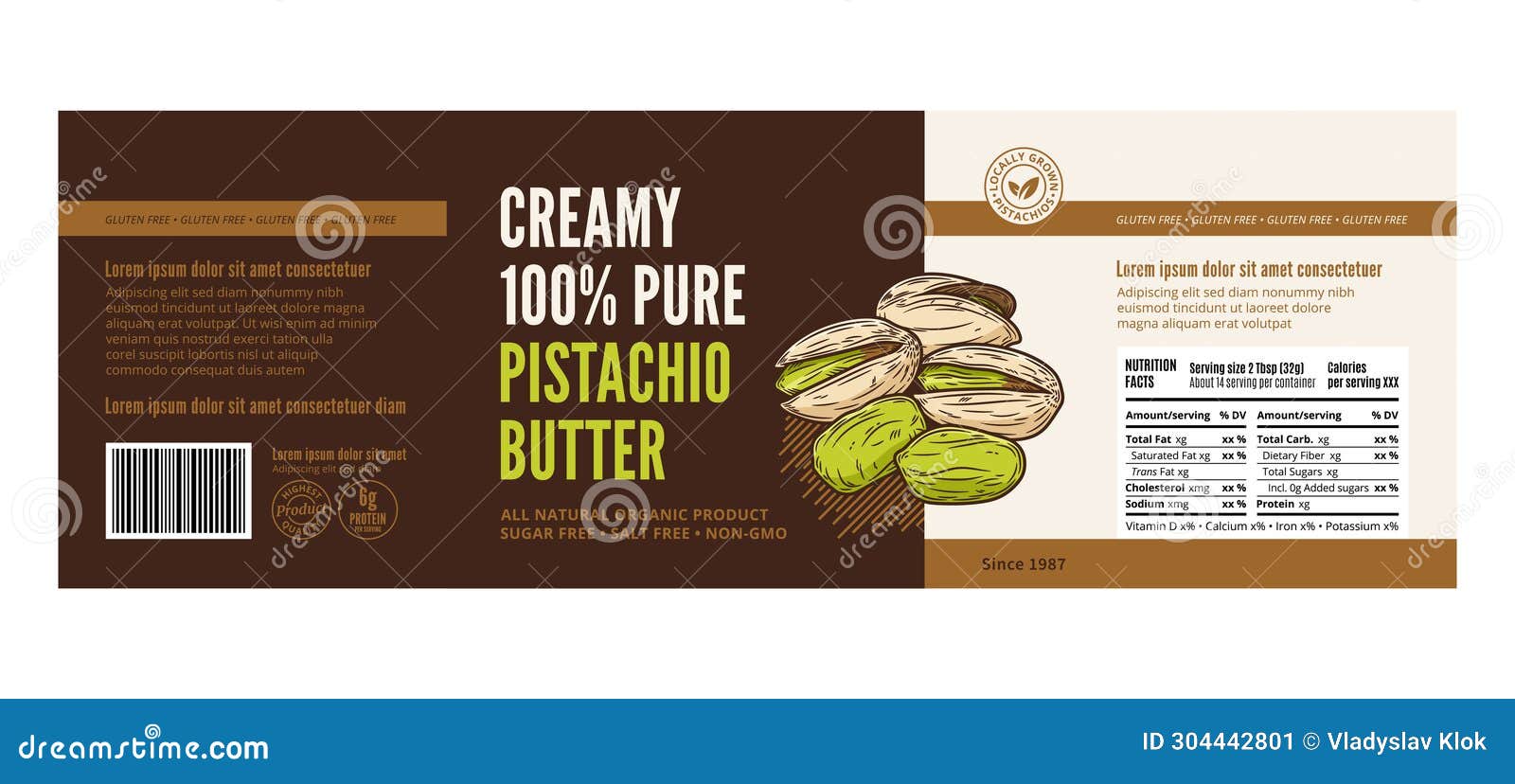 Pistachio Butter Label and Packaging Design Template Stock Vector ...