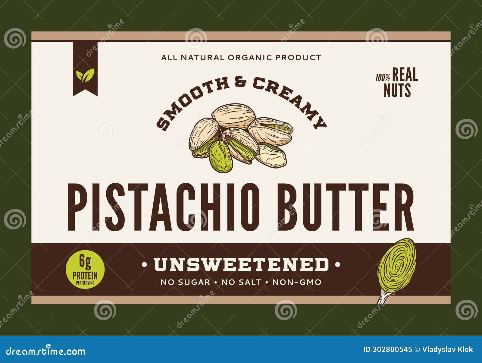 Pistachio Butter Label And Packaging Design Template Cartoon Vector ...