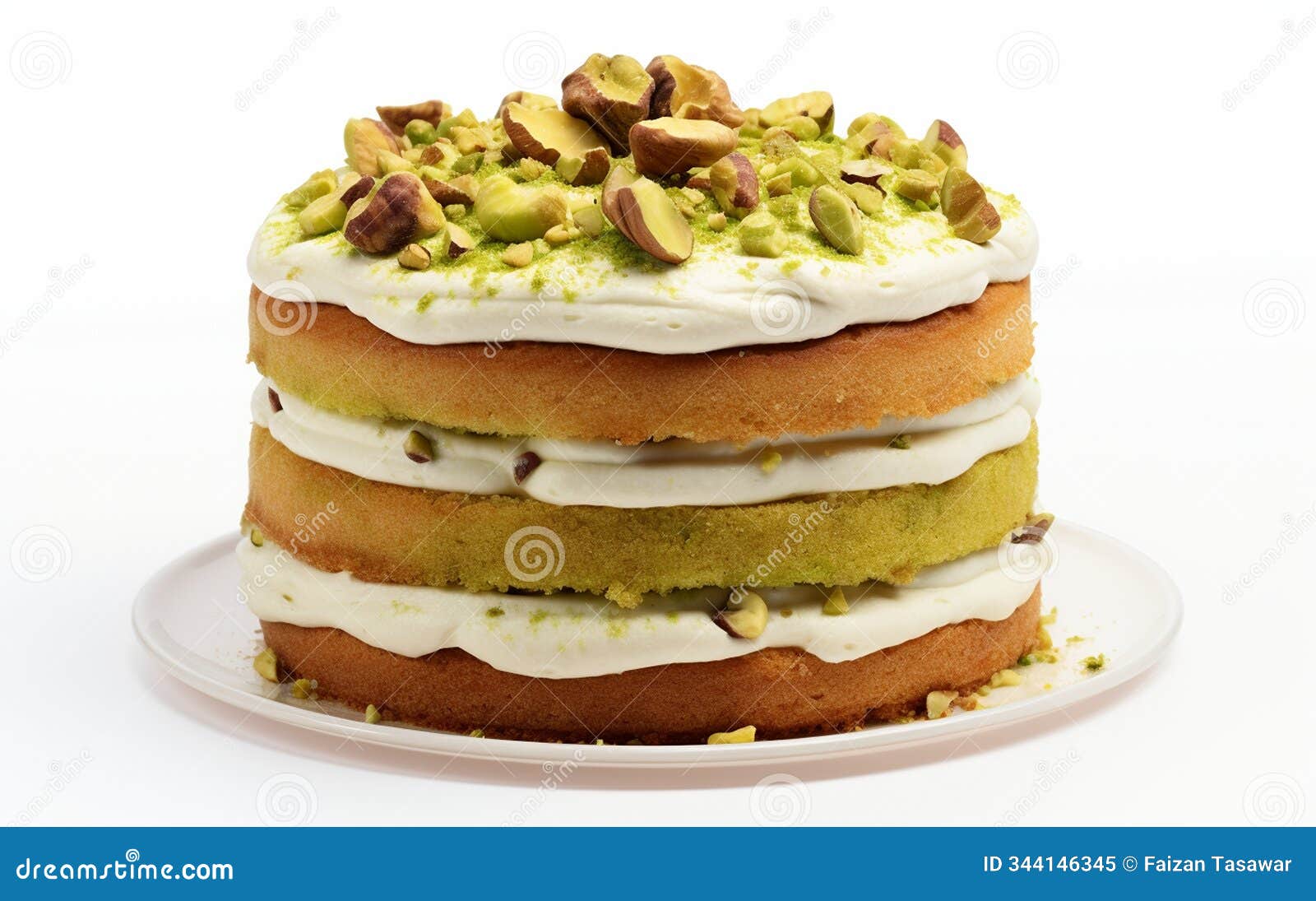 Pistachio Cake on Clean White Stock Image - Image of dessert, sweet ...