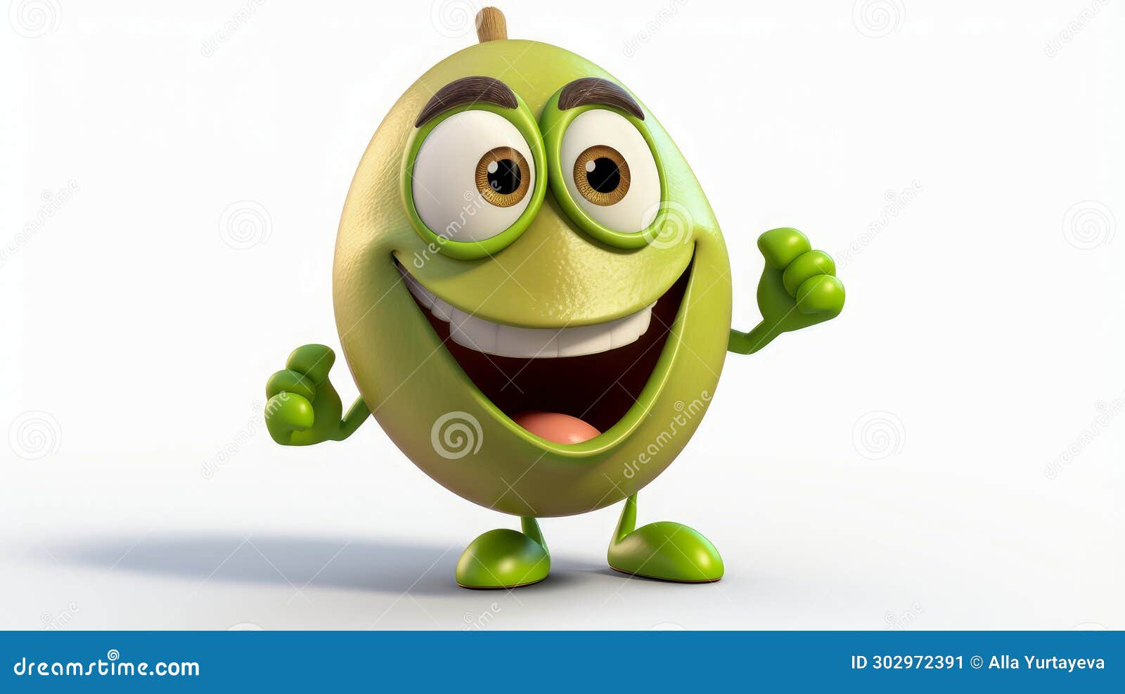 Pistachio with a Cheerful Face 3D on a White Background. Stock ...