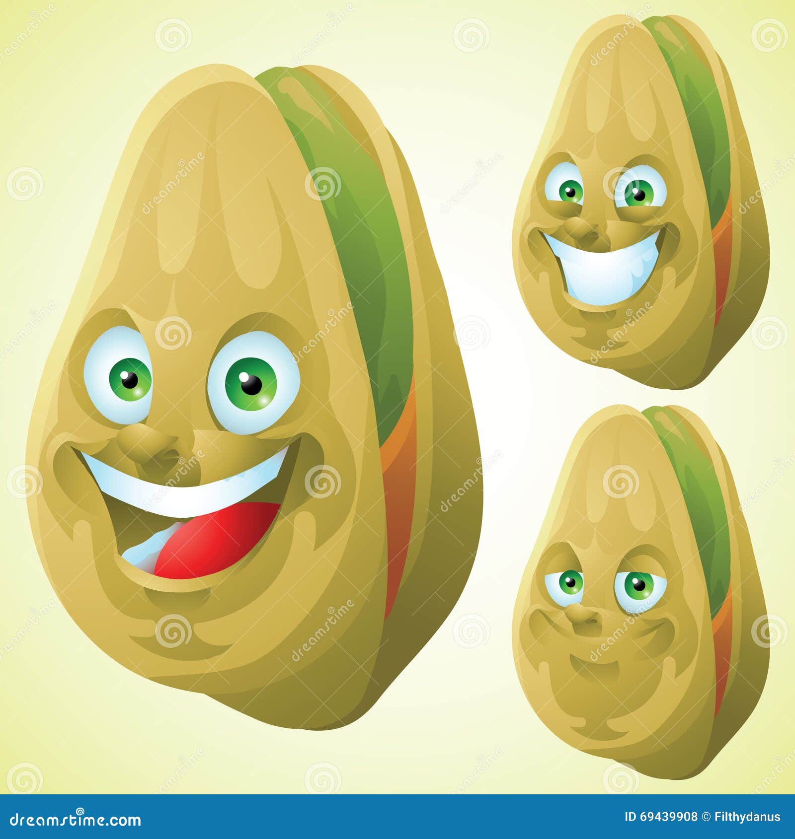 Pistachio Face Expression Cartoon Character Set Stock Vector ...