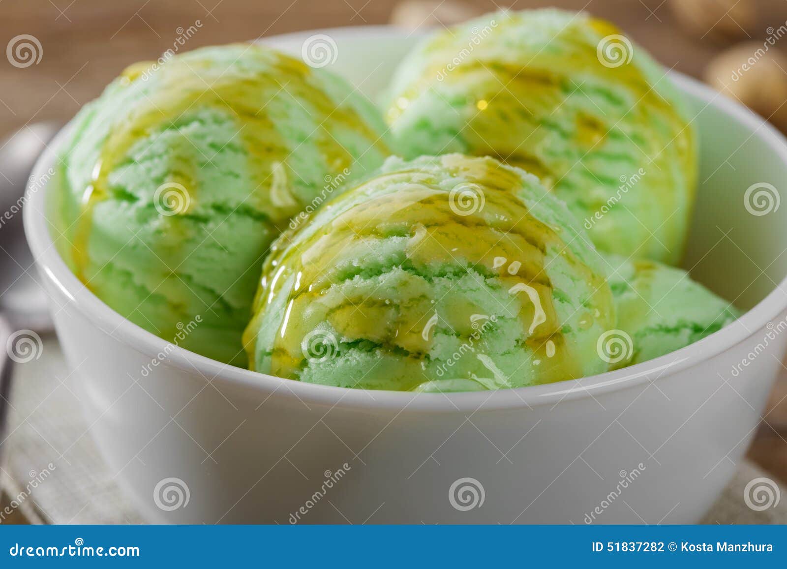 Pistachio ice cream ball stock photo. Image of green - 51837282
