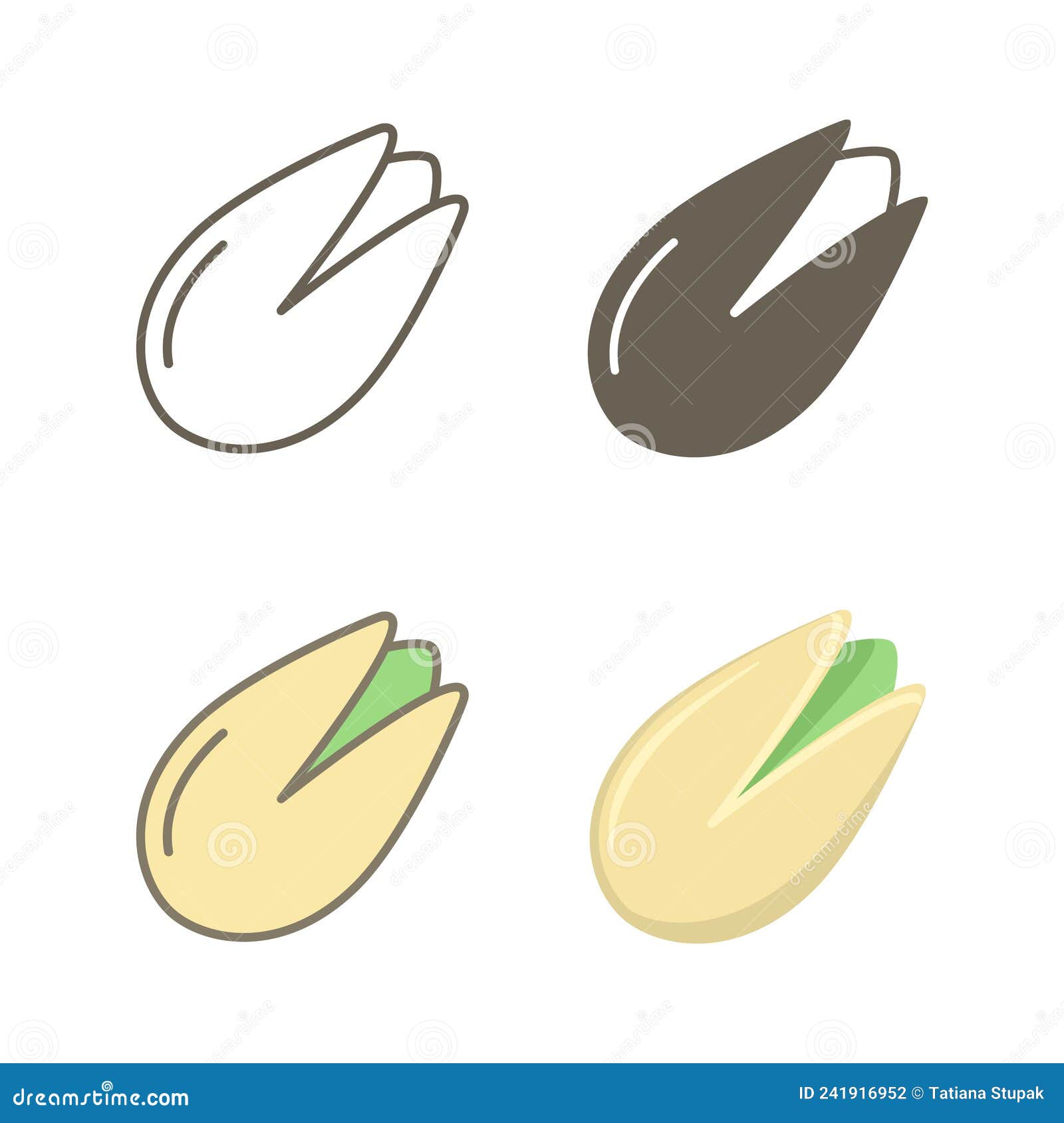 Pistachio Icon Set. Vector Isolated Flat Design Illustration Stock ...