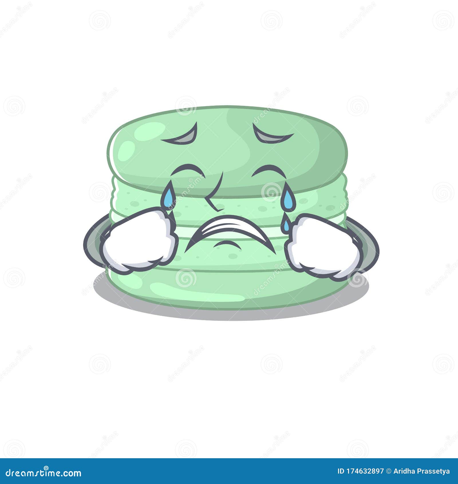 Pistachio Macaron Cartoon Character Concept with a Sad Face Stock ...