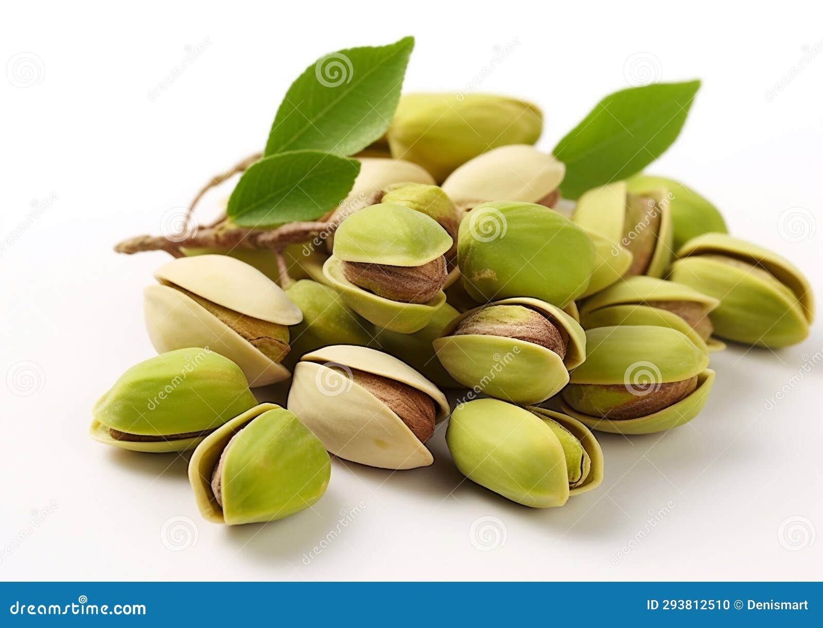 Pistachio Nut Seed with Green Leaves and Tree Branch.Macro.AI ...