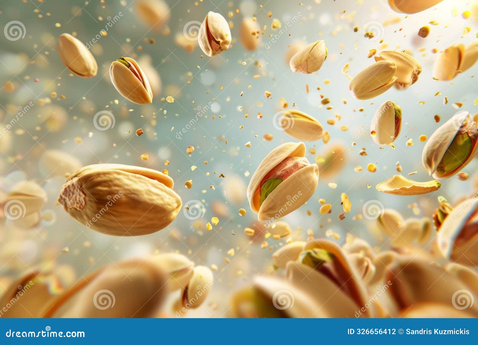 Pistachio Nuts Fall from the Air. Generative AI. Stock Illustration ...