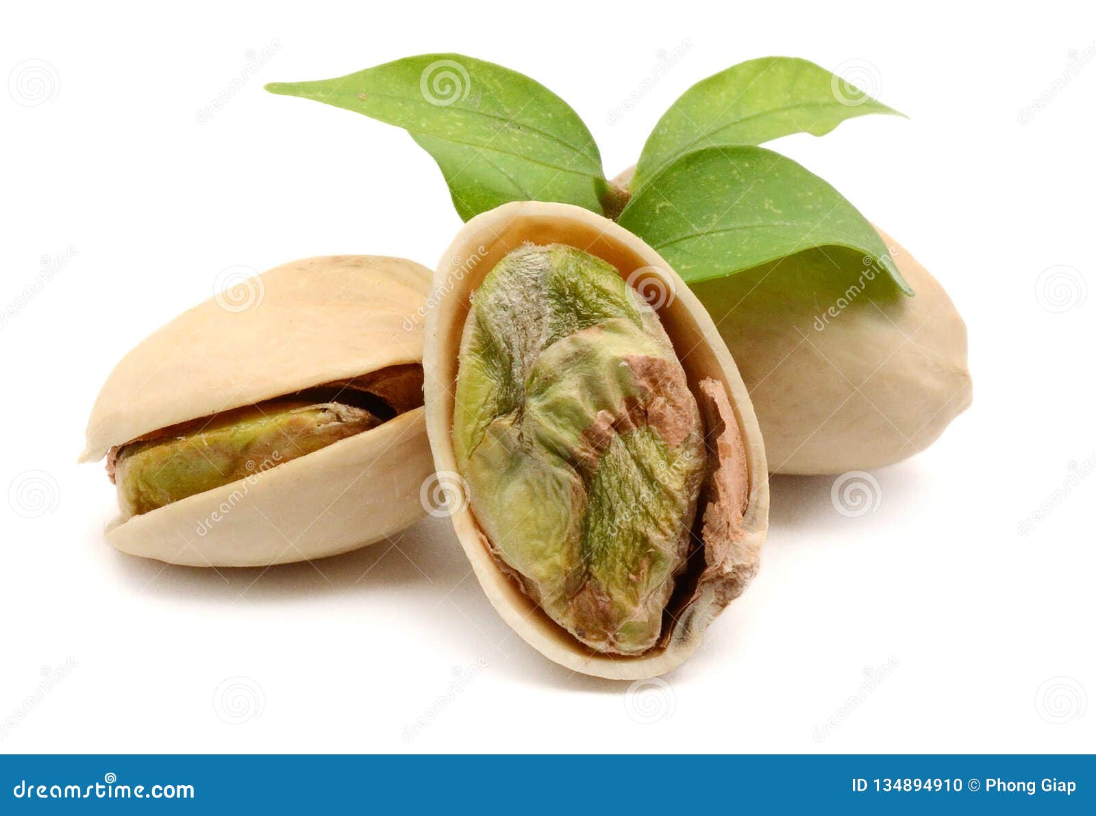 Pistachio Nuts with Leaves. Stock Photo - Image of macro, nutrition ...