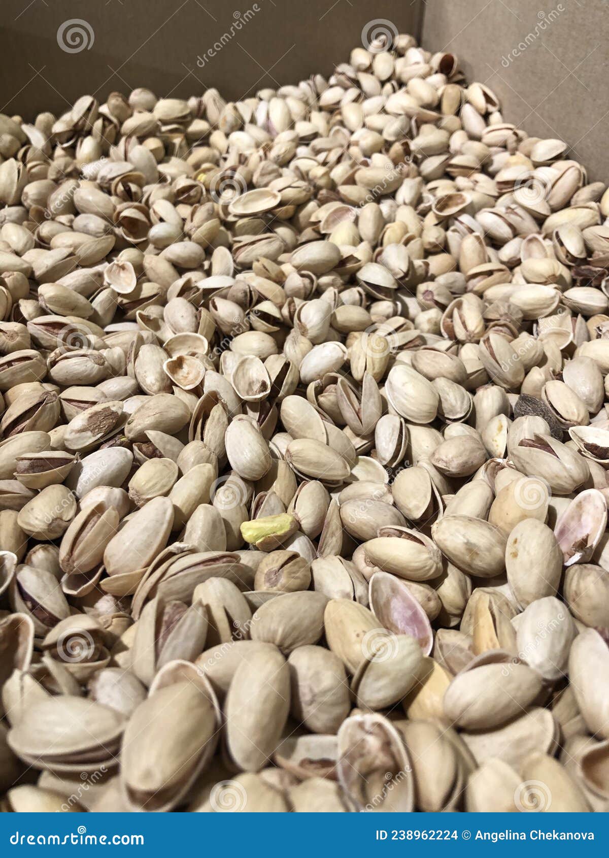 Pistachios in a Cardboard Box Stock Photo - Image of village ...
