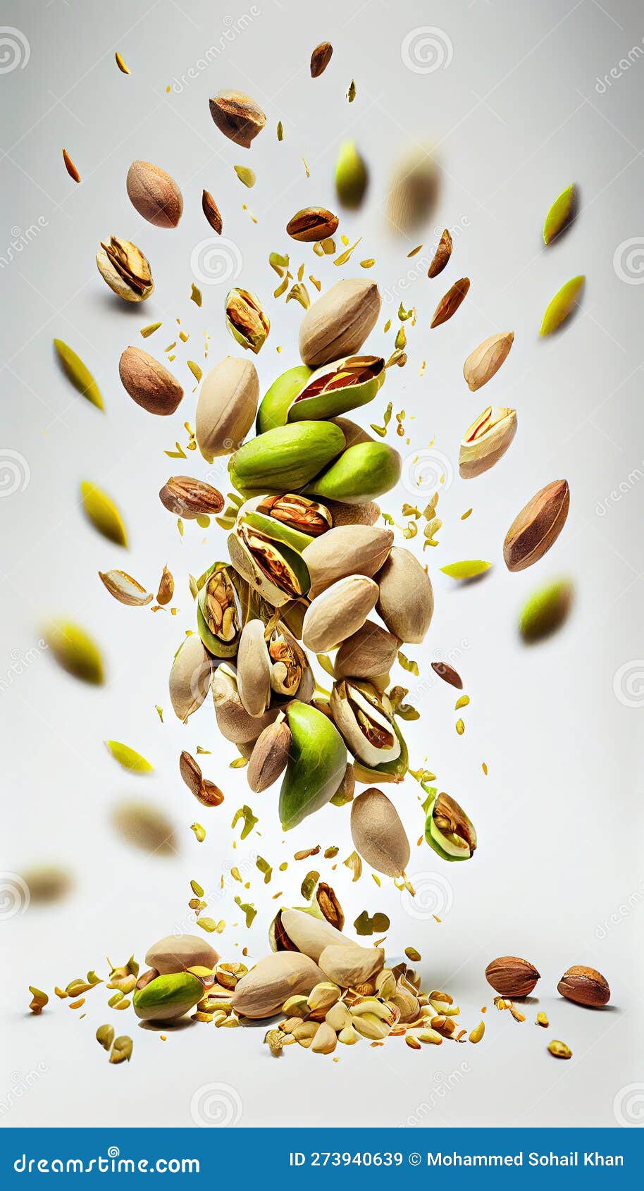 Pistachios Nuts Creatively Falling-Dripping Flying or Splashing on ...