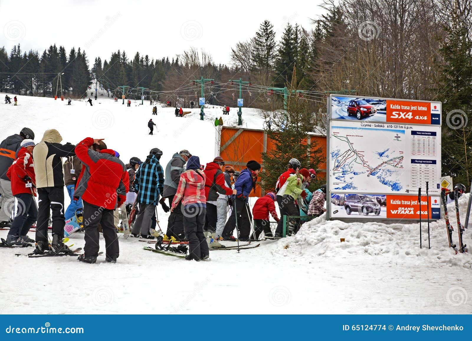 Piste Ski Track in Szczyrk. Poland Editorial Stock Image - Image of ...