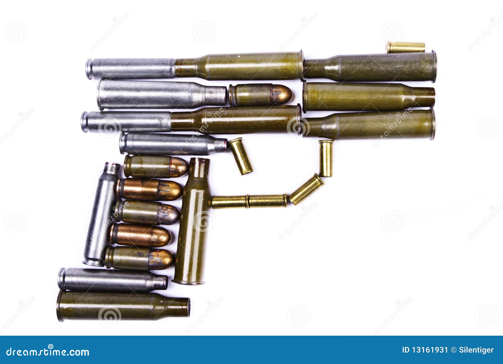 Gun Pistol On Stack Money 100 Dollars Background Royalty-Free Stock ...