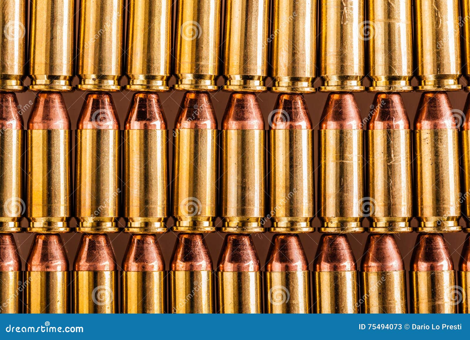 Pistol ammunition rows stock image. Image of handgun - 75494073