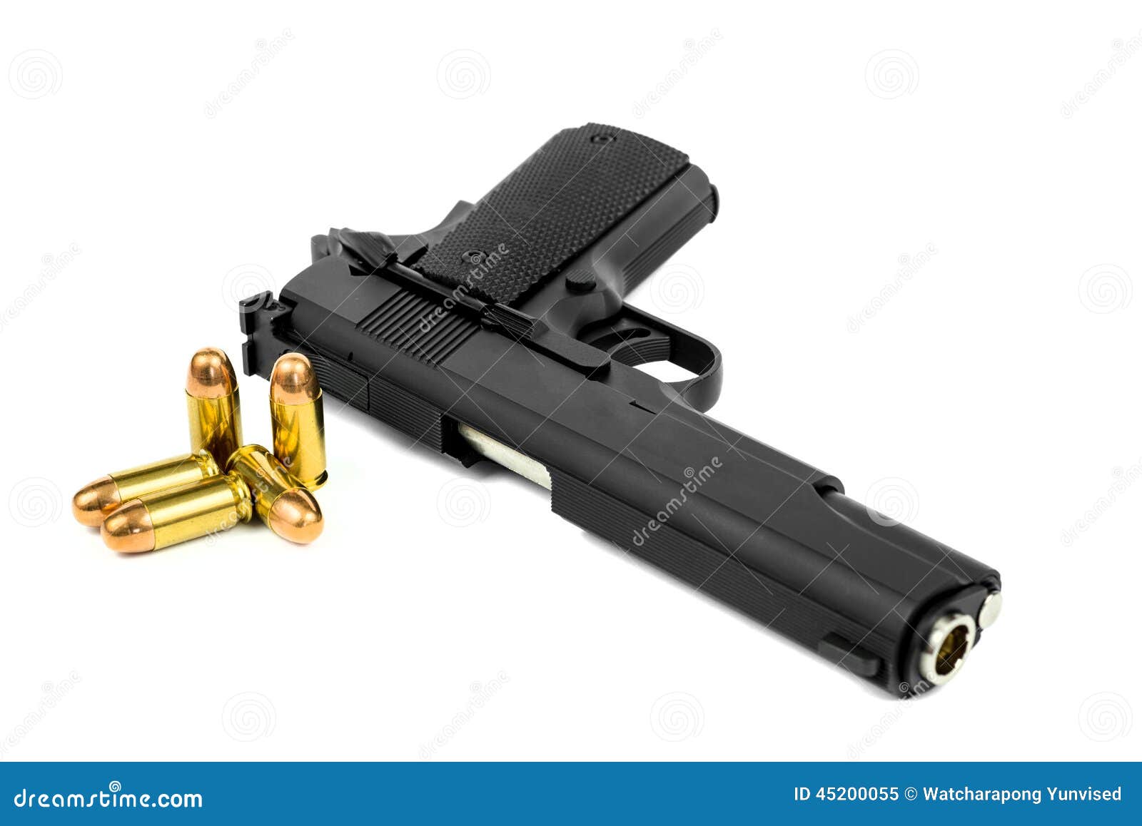 Pistol and bullet stock image. Image of security, steel - 45200055