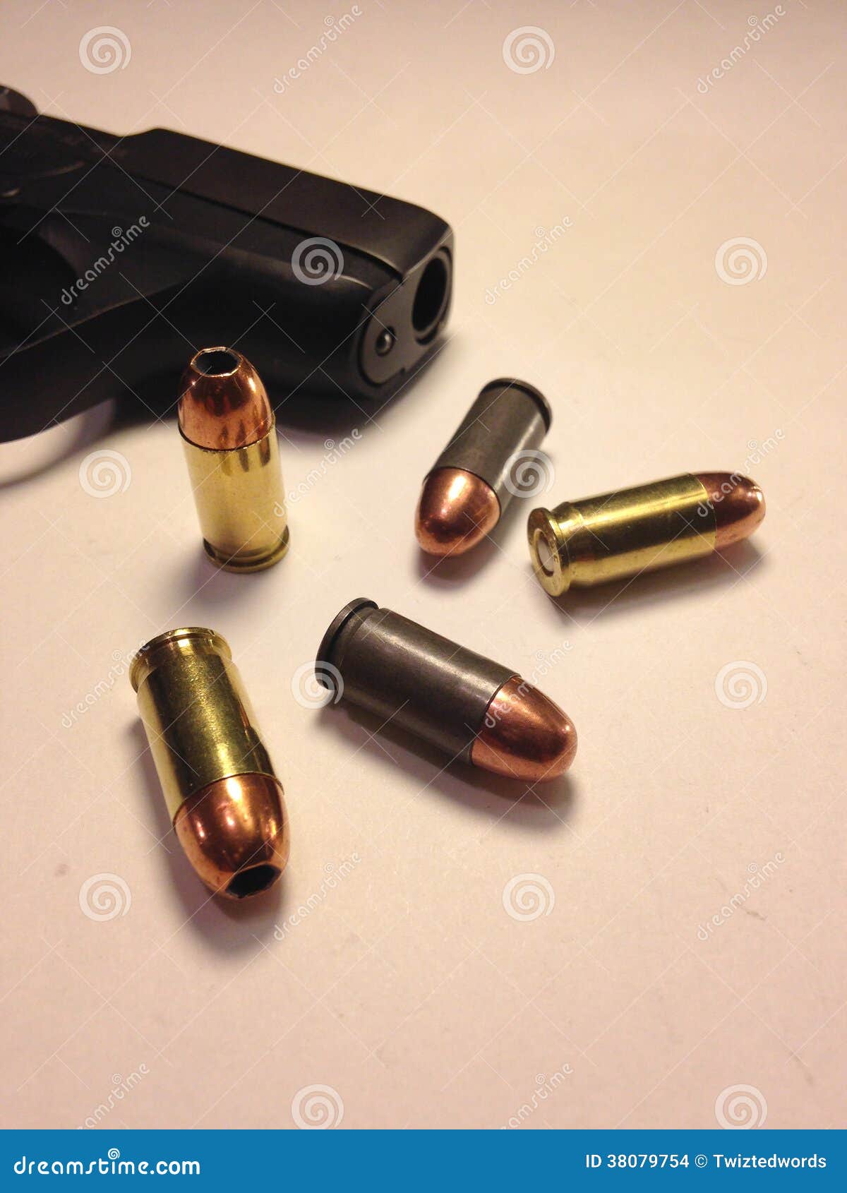 Pistol with bullets stock photo. Image of bullet, peace - 38079754