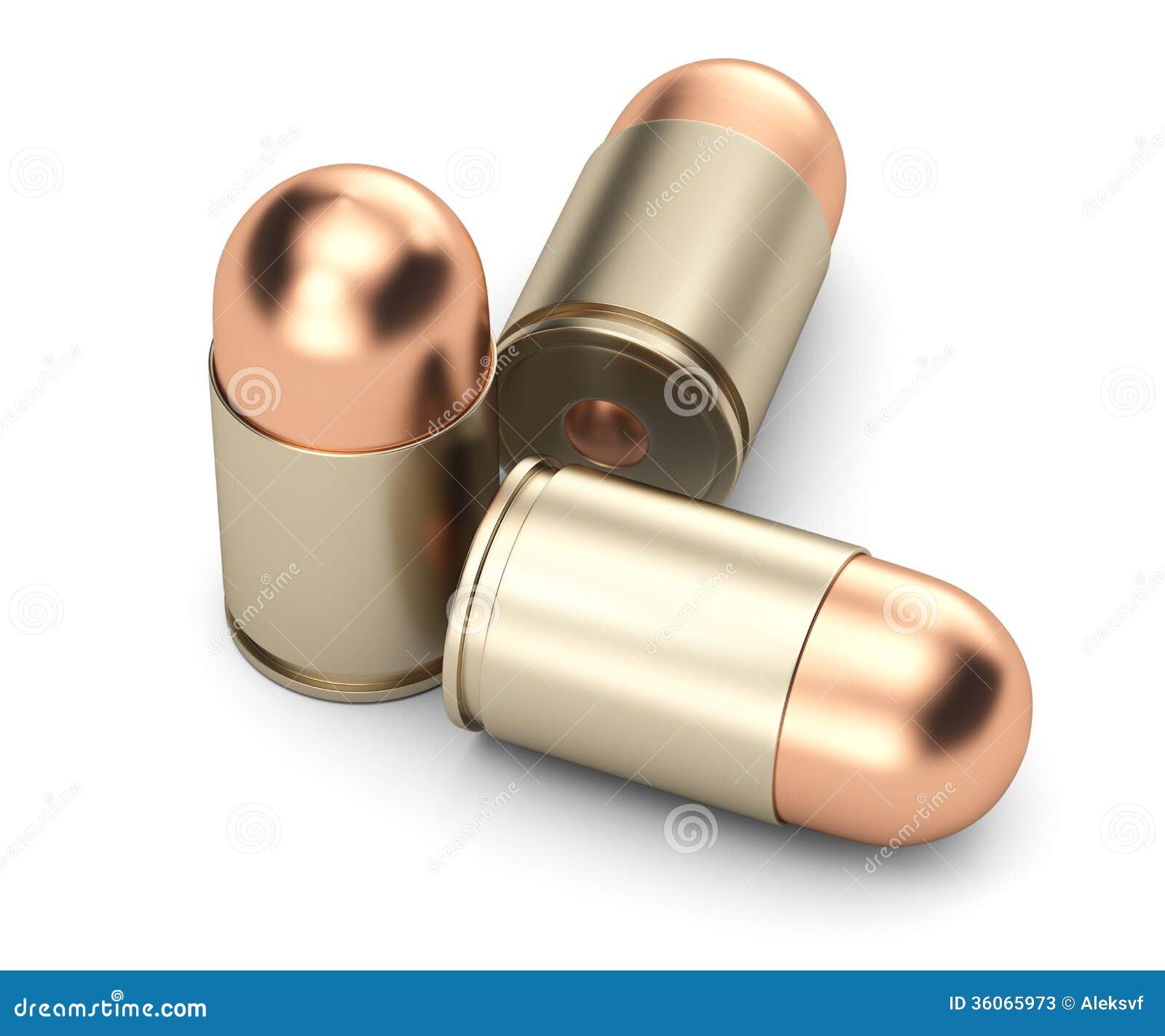 Pistol Bullets, 3D Rendering Isolated On White Background Royalty-Free ...
