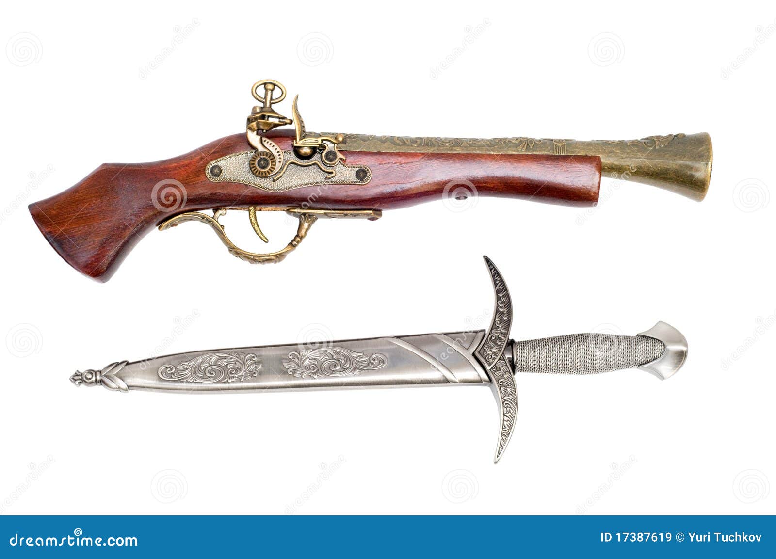 Pistol and dagger stock image. Image of blade, pistol - 17387619