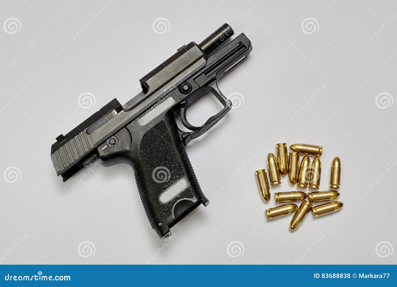 Pistol gun and bullets. stock photo. Image of danger - 83688838
