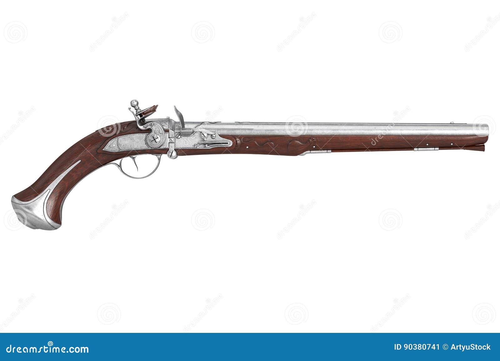 Pistol Gun Dueling, Side View Stock Illustration - Illustration of ...