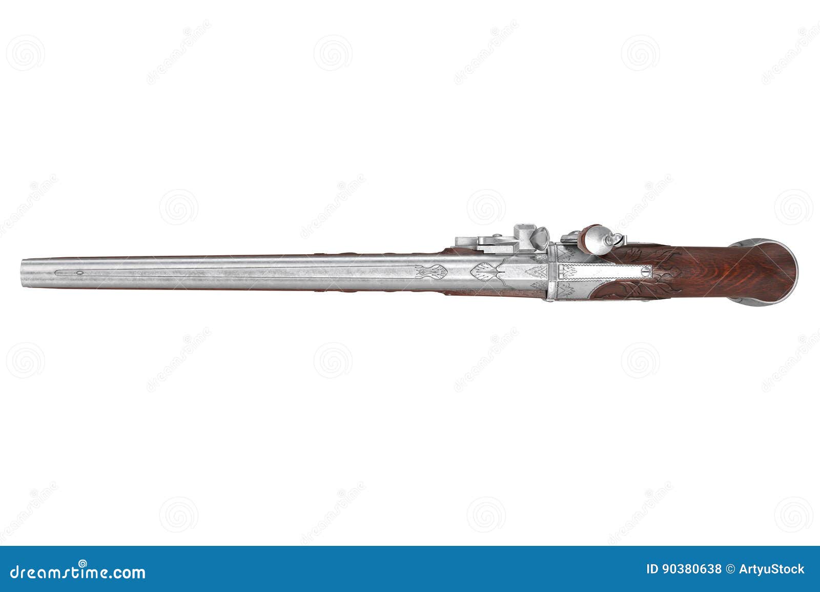Pistol Gun Wooden, Top View Stock Illustration - Illustration of ...