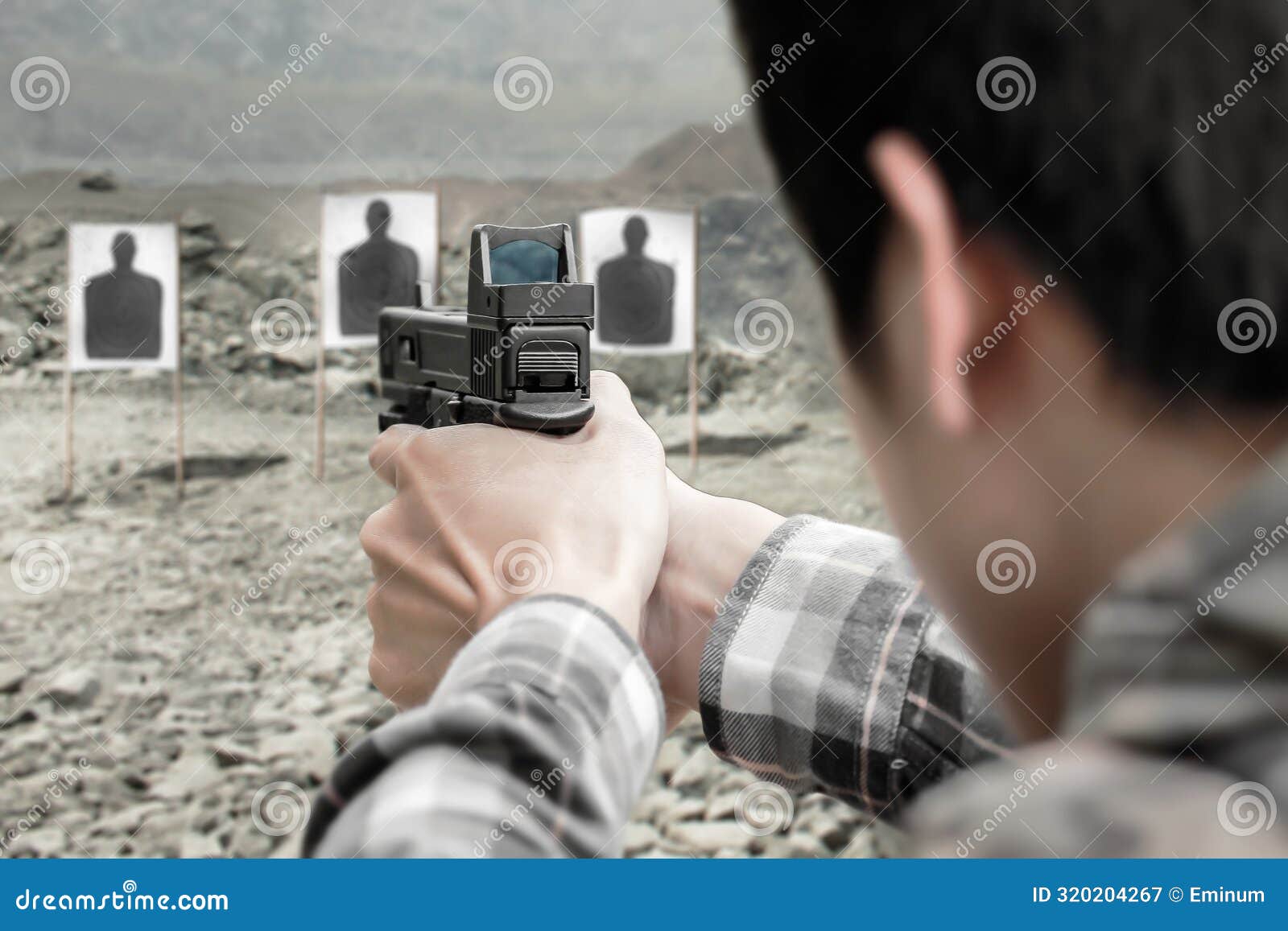 Pistol Handgun Weapon in Shooter Hand Stock Image - Image of black ...