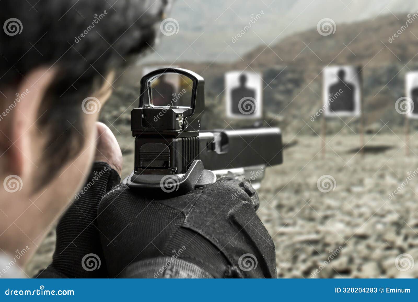 Pistol Handgun Weapon in Shooter Hand Stock Image - Image of safety ...