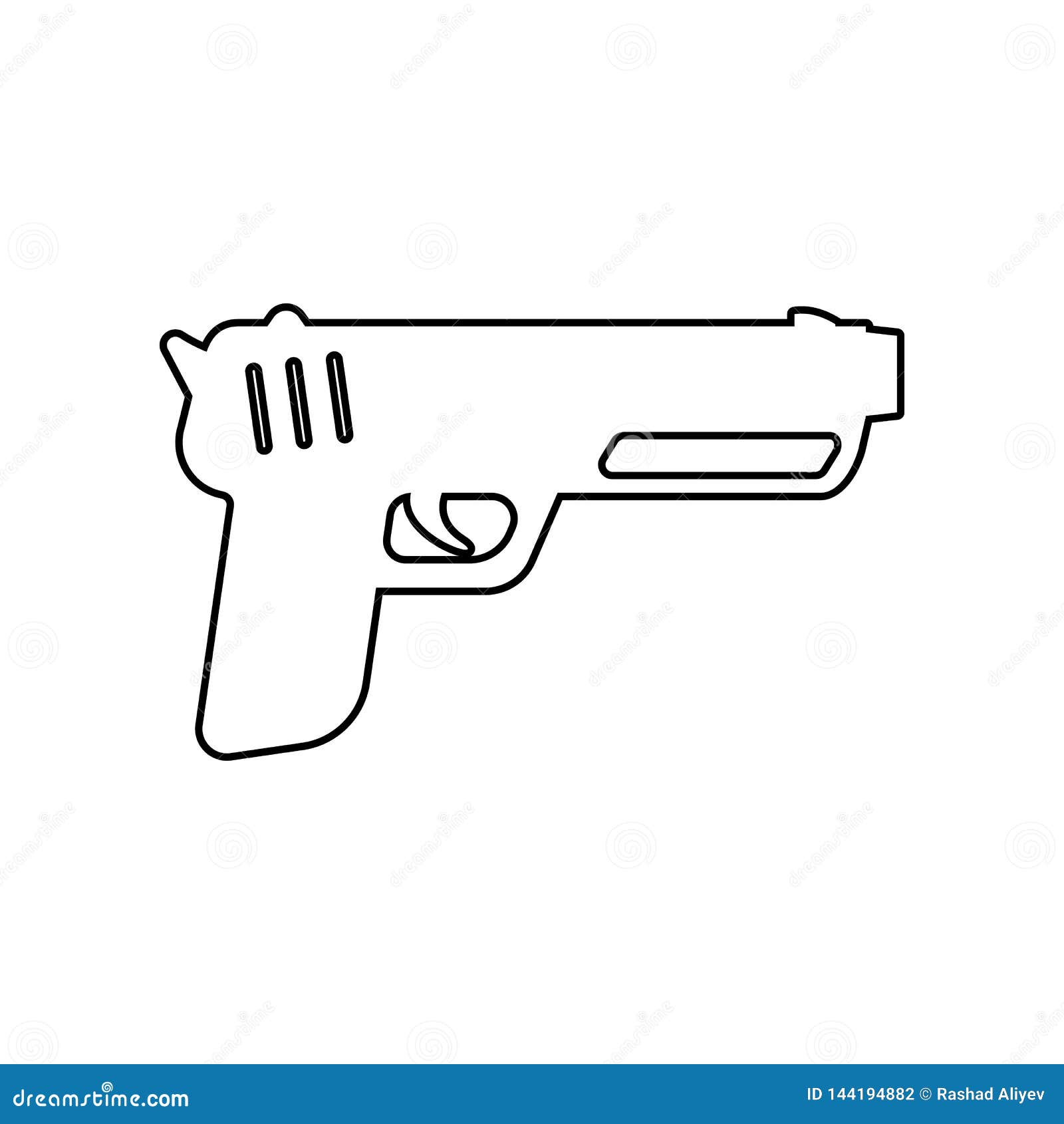 Pistol Thin Line Icon. Revolver Vector Illustration Isolated On White ...