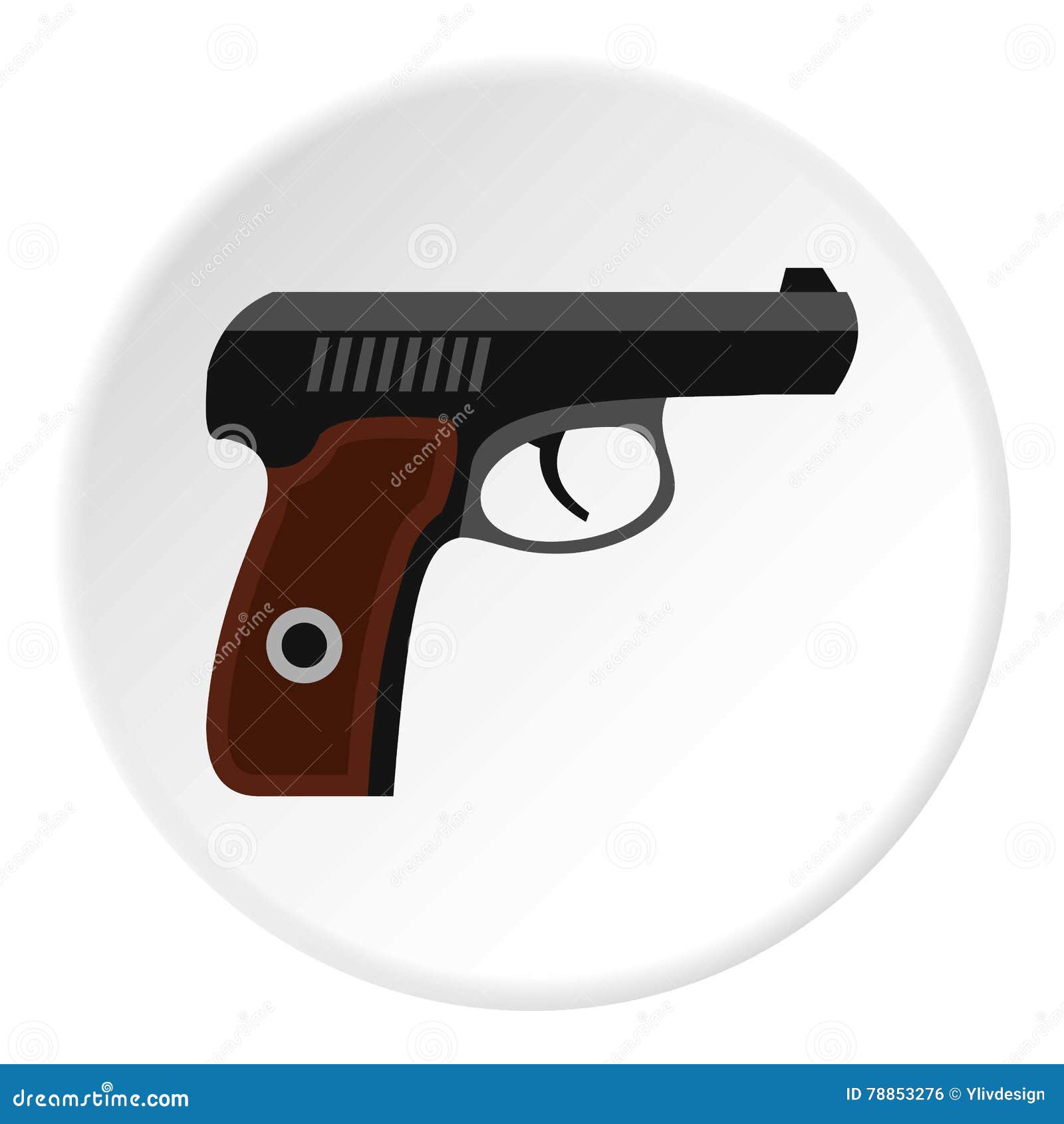 Pistol icon, flat style stock vector. Illustration of military - 78853276