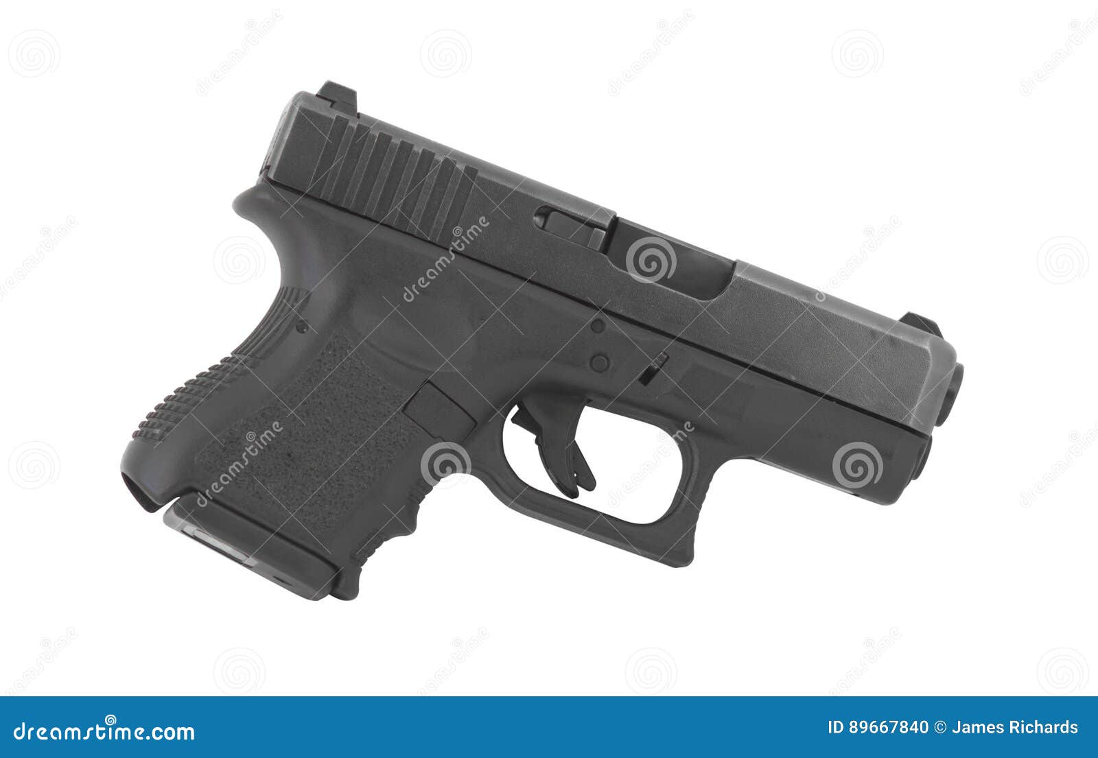 Pistol Isolated on White Background Right Stock Photo - Image of glock ...