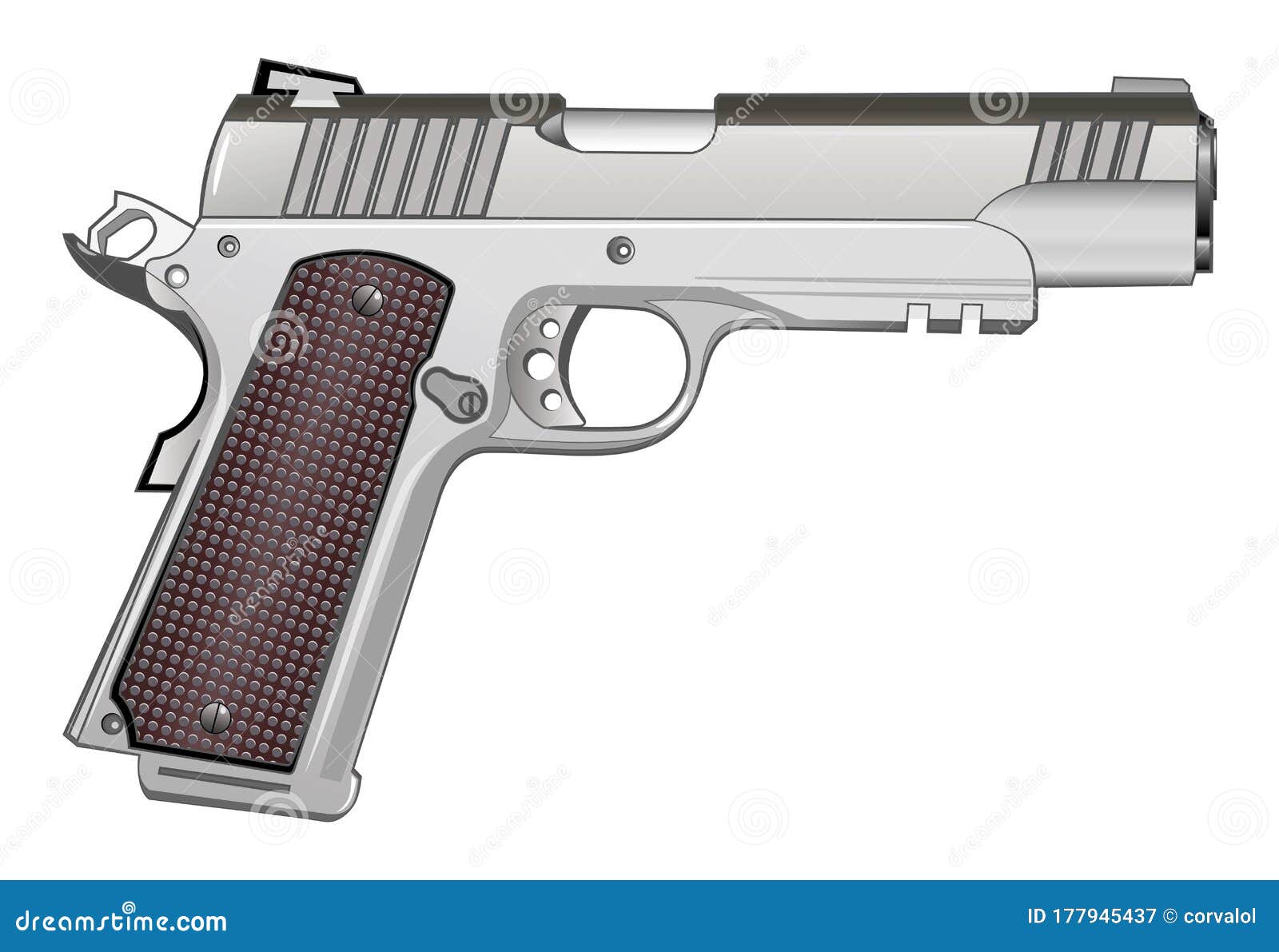 1911 Semi-Automatic Pistol Side Retro Cartoon Vector | CartoonDealer ...
